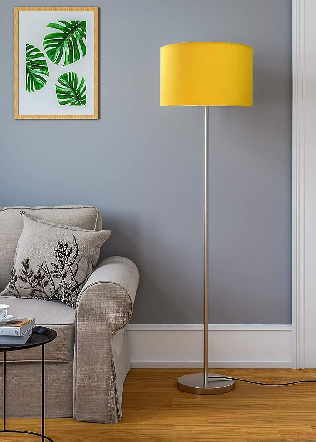 DEZIN KRAFT Floor Lamp Standing Modern Silver Lamp Shade for Living ...