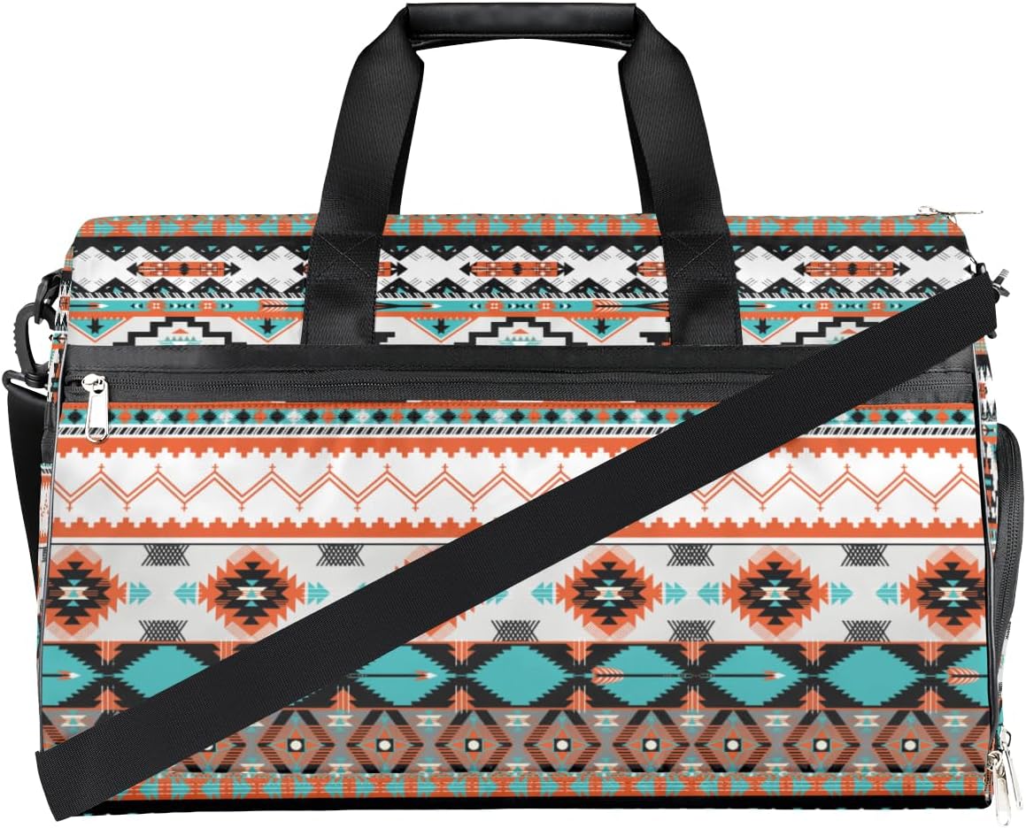 Amazon.com | Aztec Travel Duffel Bag, Ethnic Aztec Geometric Sports ...