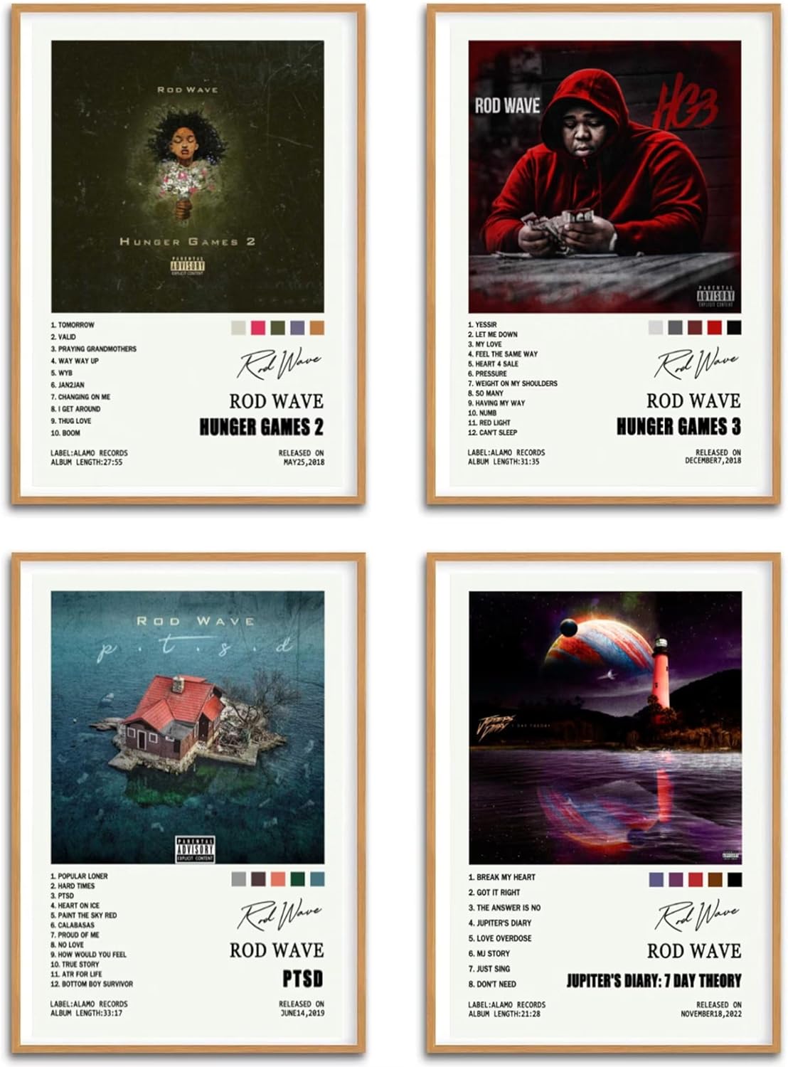 Amazon.com: TIDGAD Rapper Rod Wave Poster for Walls Decor 4-Piece ...