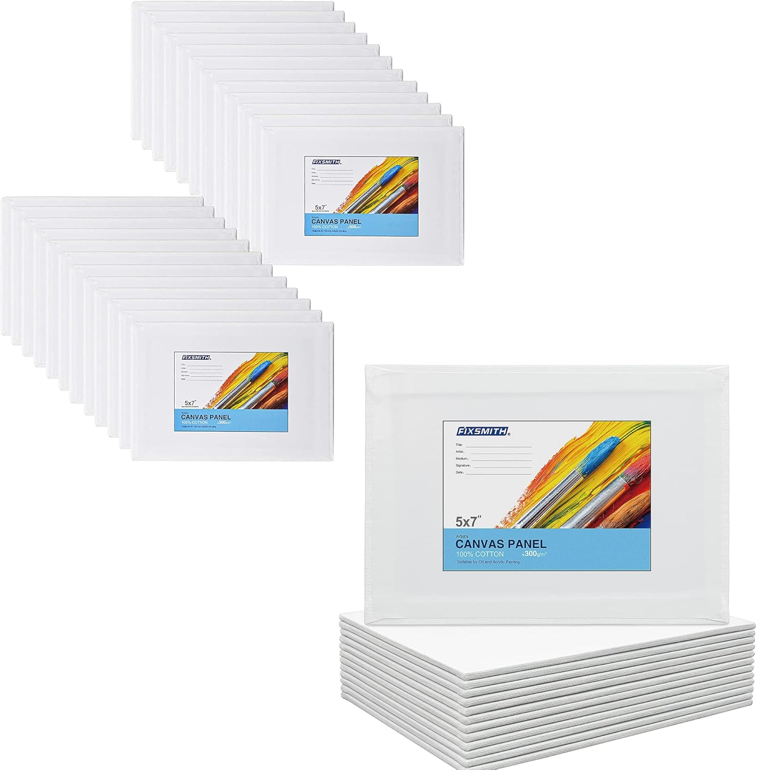 Amazon.com: FIXSMITH Painting Canvas Panel Boards - 5x7 Inch 24 Pack ...