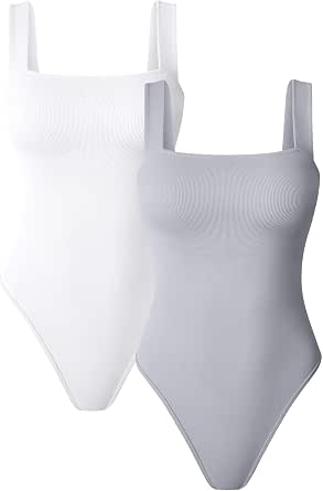 OQQ Women 2 Piece Bodysuits Sexy Ribbed Strappy Sleeless Tummy Control ...