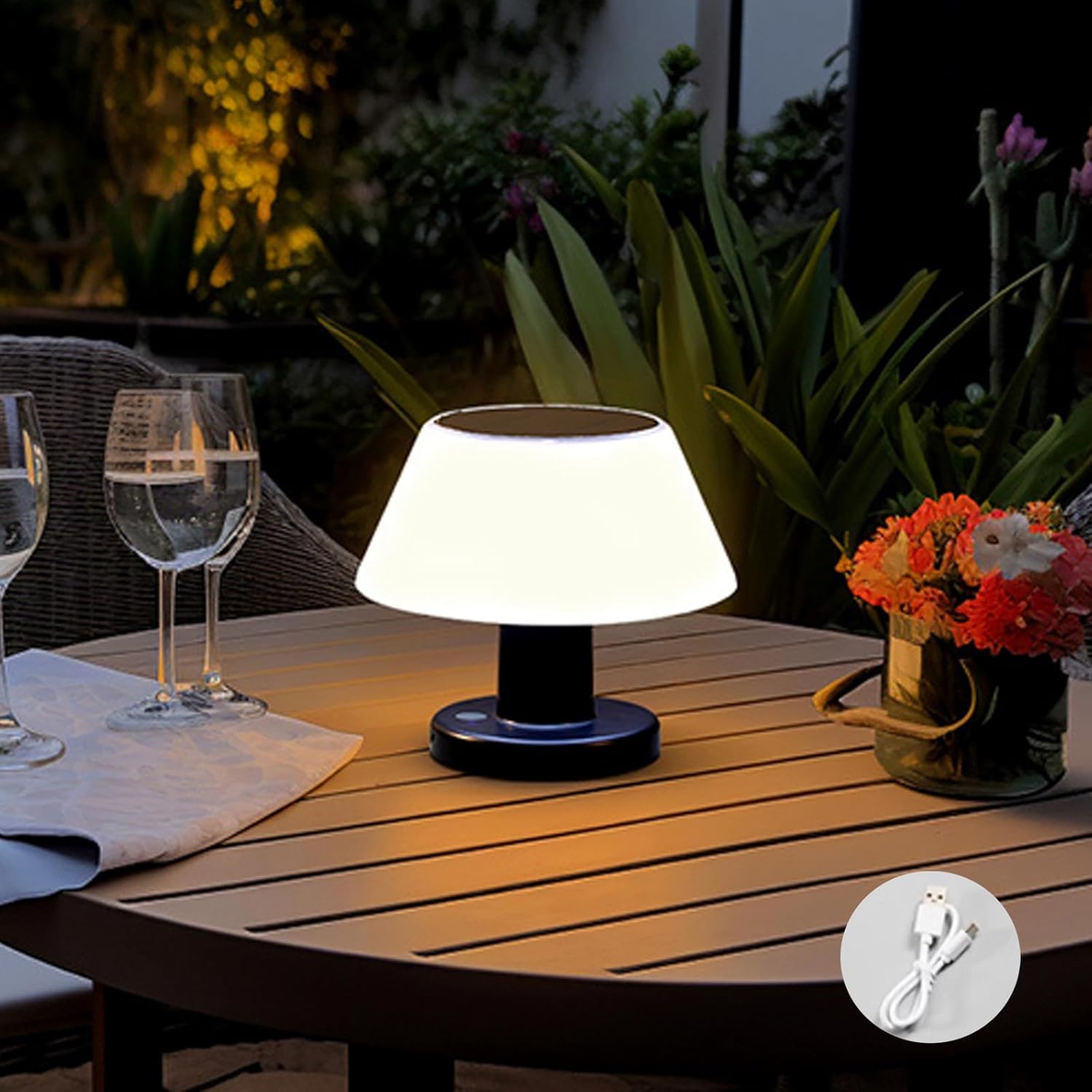 Solar Outdoor Table Lamp,Portable Outdoor LED Cordless Lamps with 4 ...