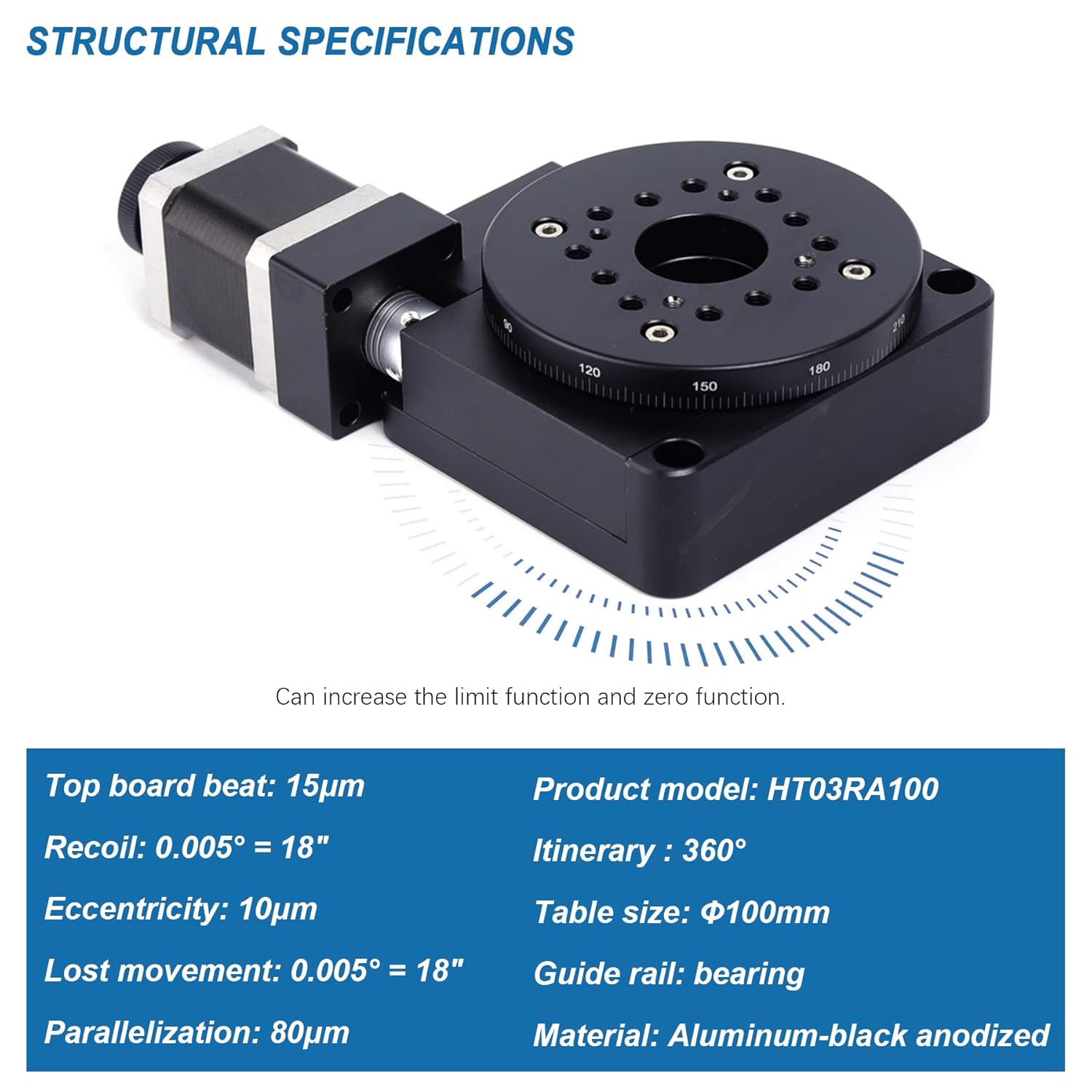 TBVECHI HT03RA100 Precision Electric Rotating Platform - Motorized ...