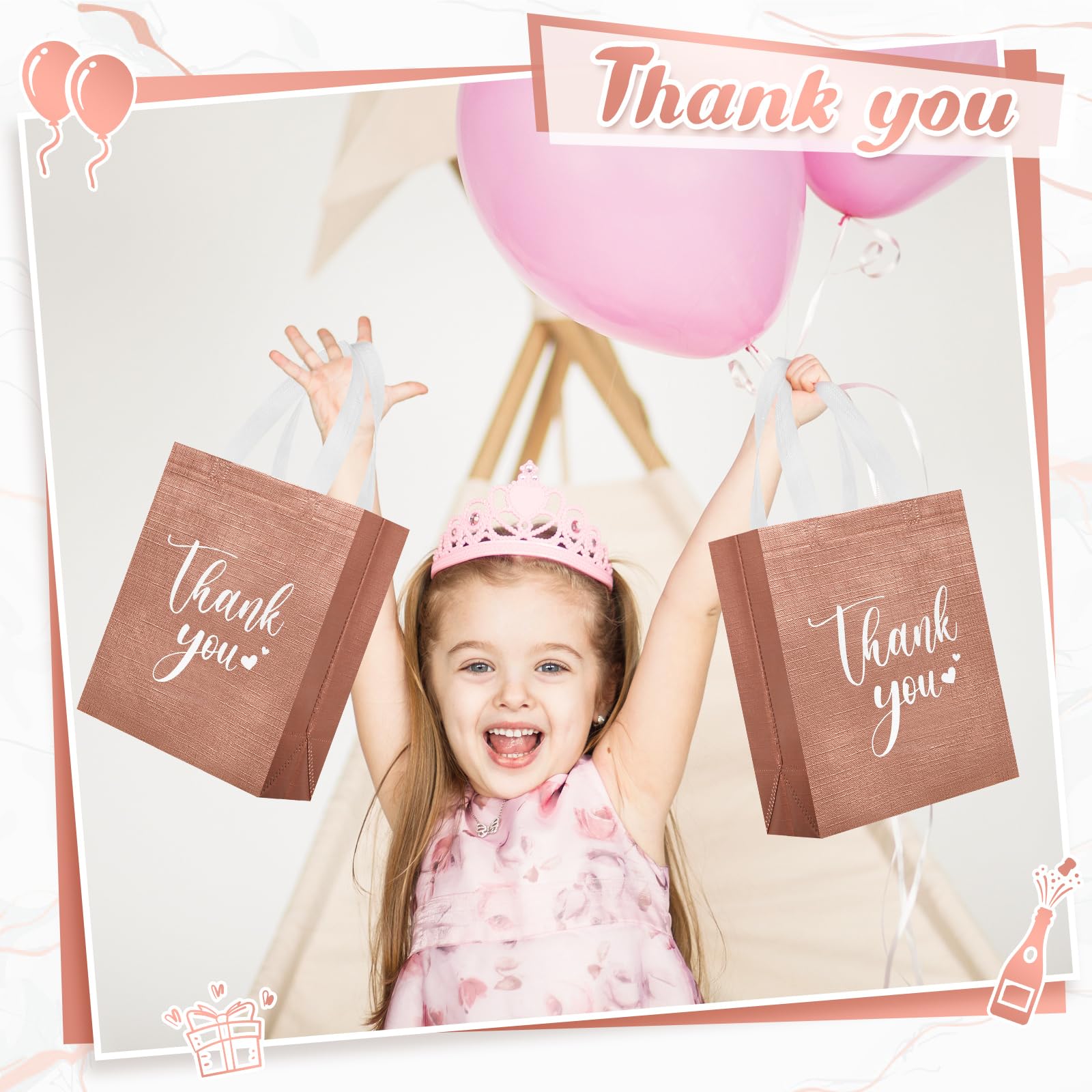 Sweetude 30 Pcs Thank You Gift Bags with Handles Bulk Reusable Goodie ...