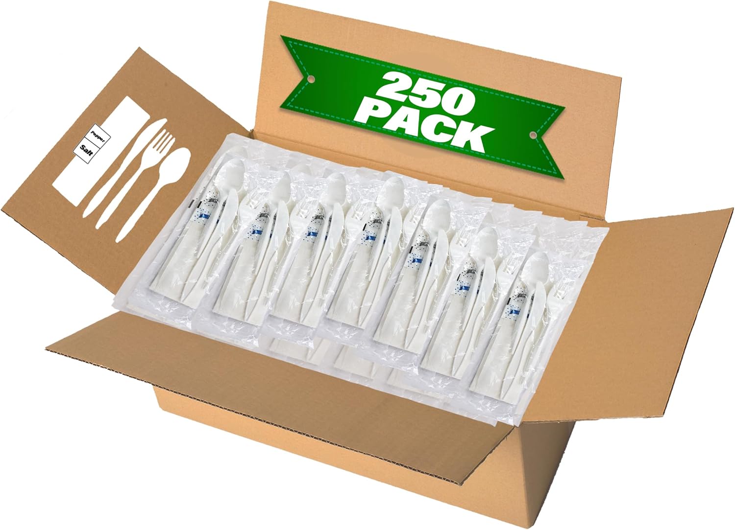 Amazon.com: 250 Pack Individually Wrapped Cutlery Set, Dispobasble ...