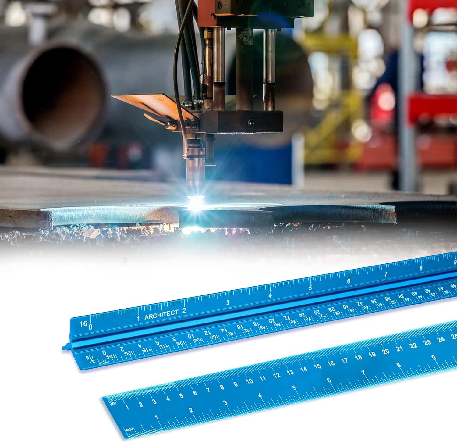 Regla de escala arquitectónica con regla recta, medidas imperiales de ...