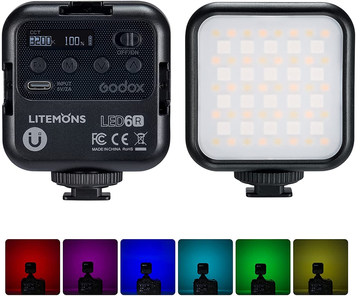 Godox LED 6R LED6R RGB LED Video Işığı, 3200K-6500K Kısılabilir, Dahili ...