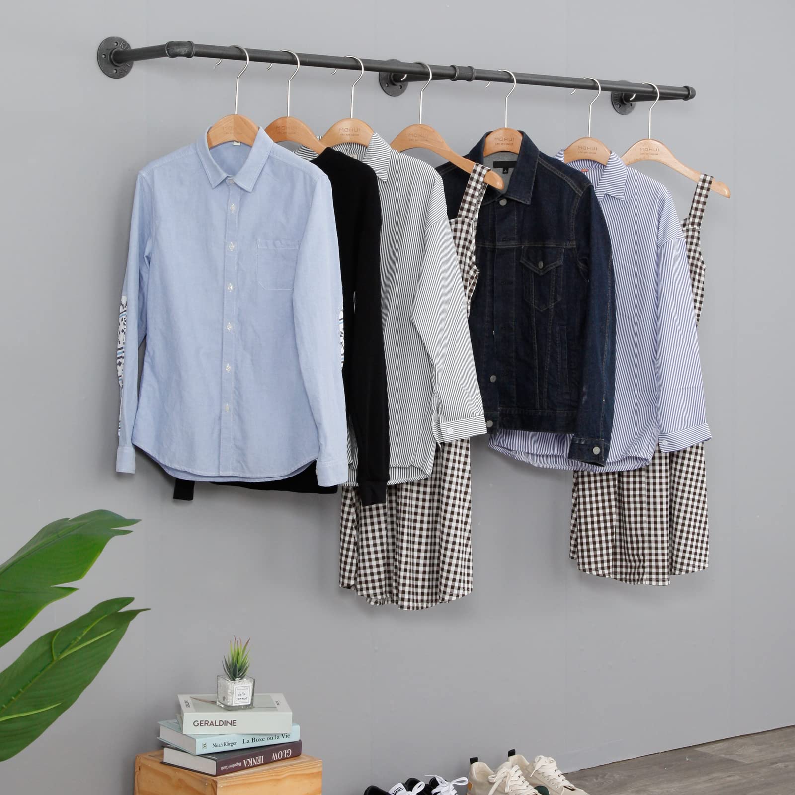 Industrial Pipe Clothing Rack Wall Mounted,Vintage Retail Garment Rack ...