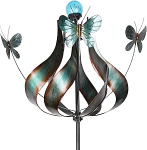 Amazon.com: Teamson Home Solar Powered Tulip Butterfly Kinetic Metal ...
