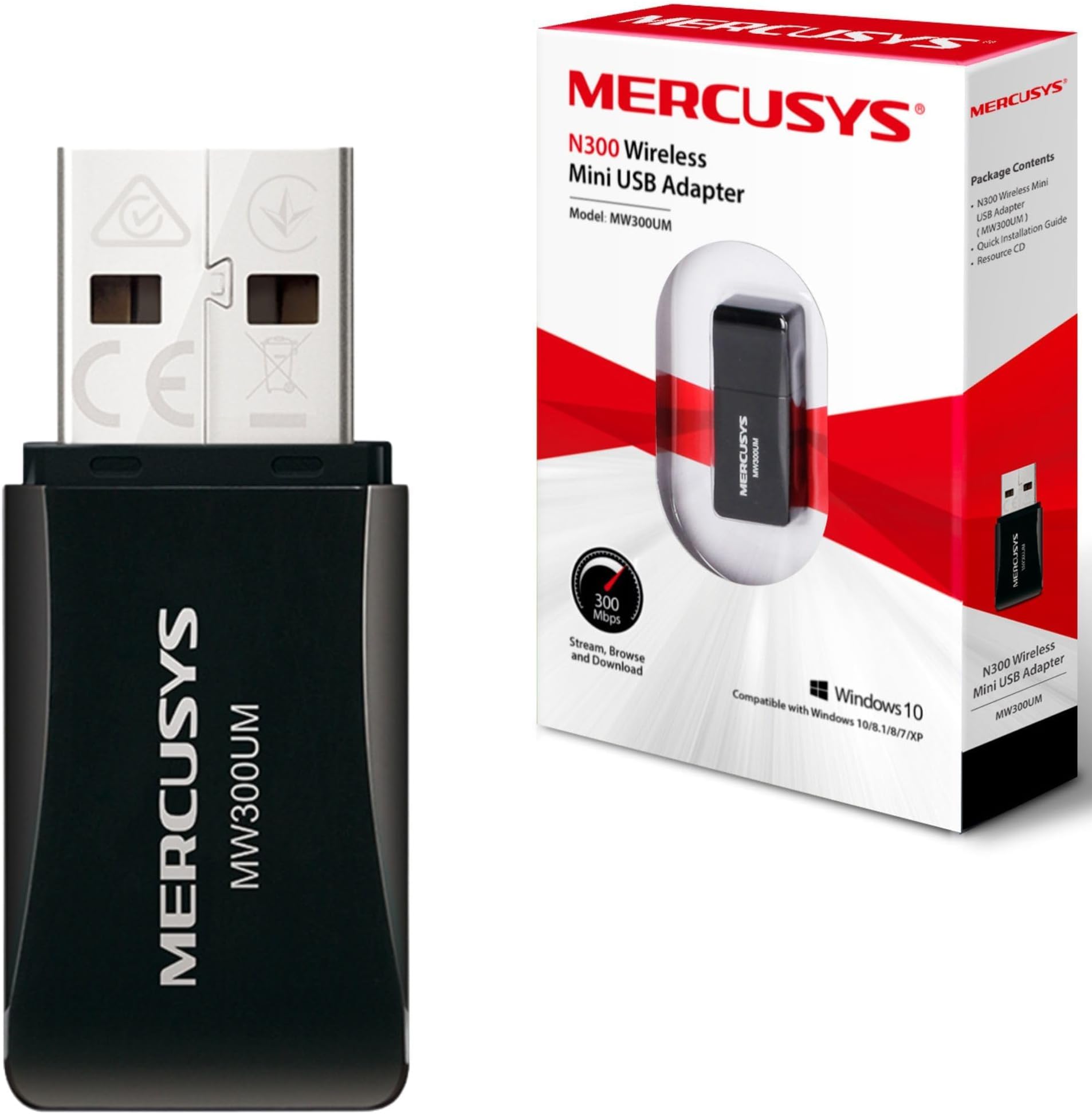 MERCUSYS Wireless Adapter MW300UM USB WiFi Dongle for PC Desktop Laptop ...