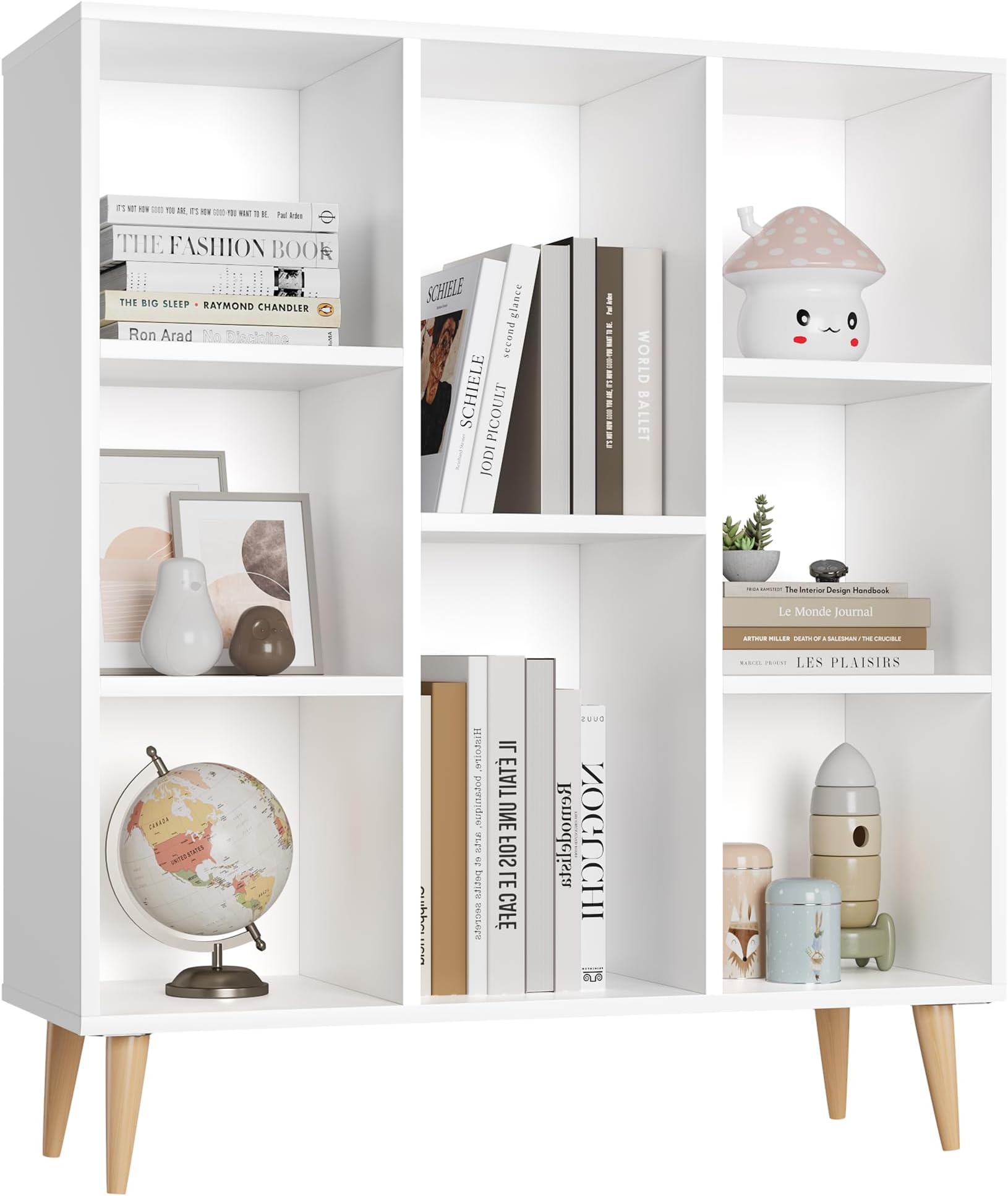 Amazon.com: Cozy Castle White Cube Bookshelf with Doors, 3 Tier Mid ...