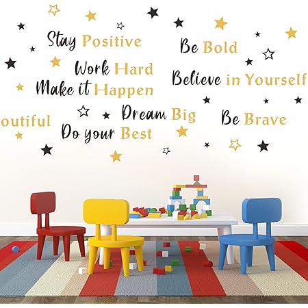 Amazon.com: 6 Sheets Inspirational Wall Decals Peel and Stick Be Bold ...