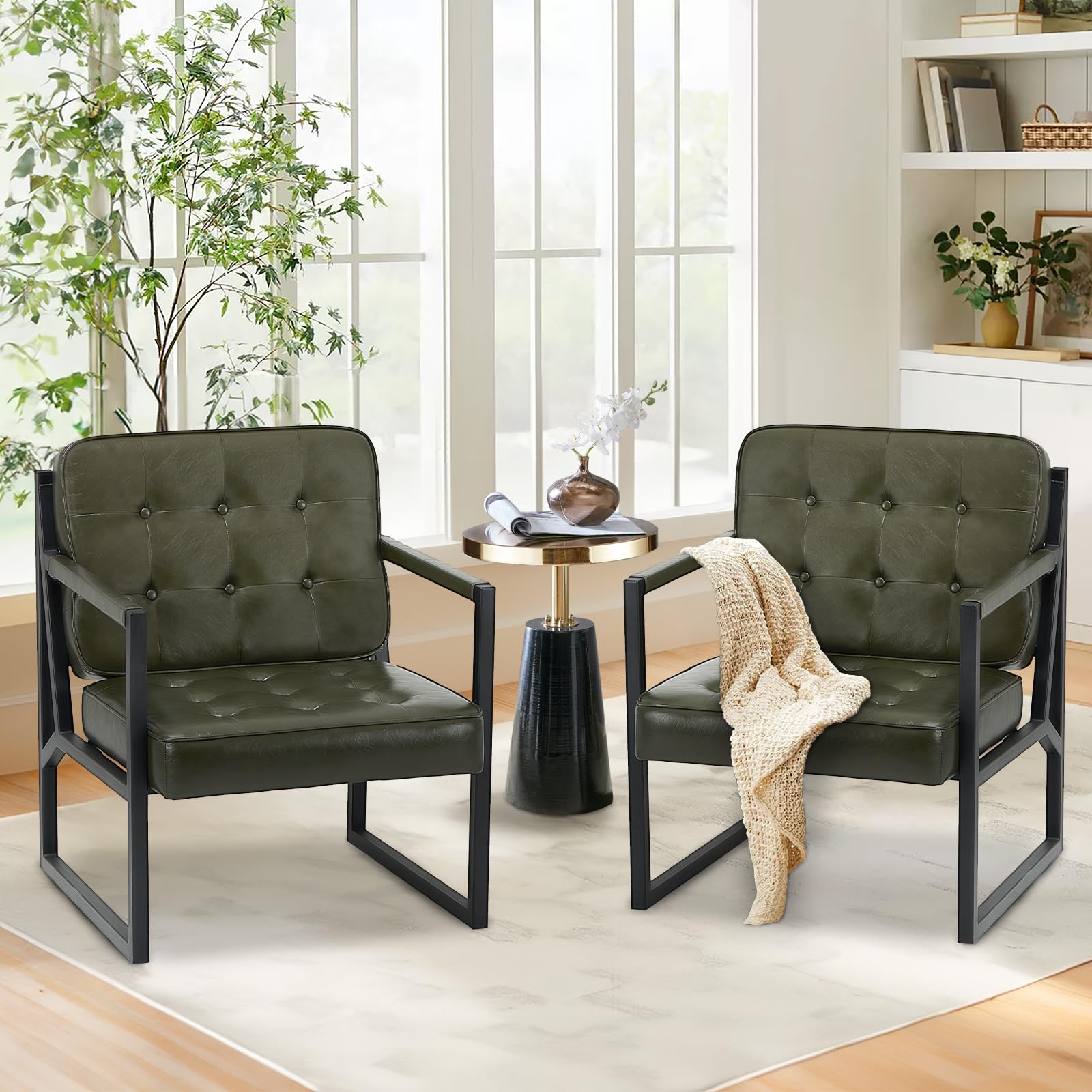 Amazon.com: COLAMY Accent Chairs Set of 2, Modern Accent Arm Chairs for ...