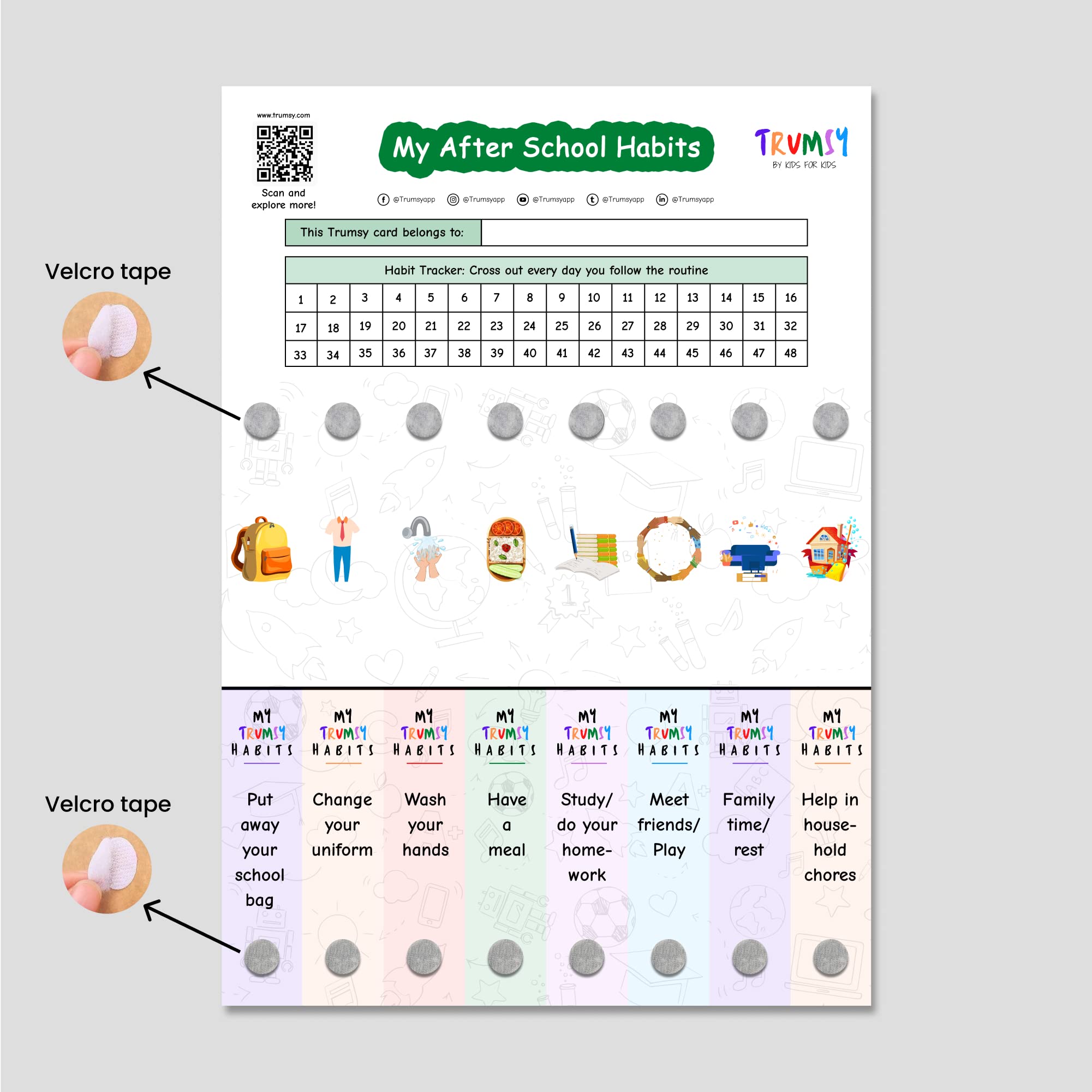 Trumsy After School Habit Card Daily Habit Forming Tracker Productivity ...