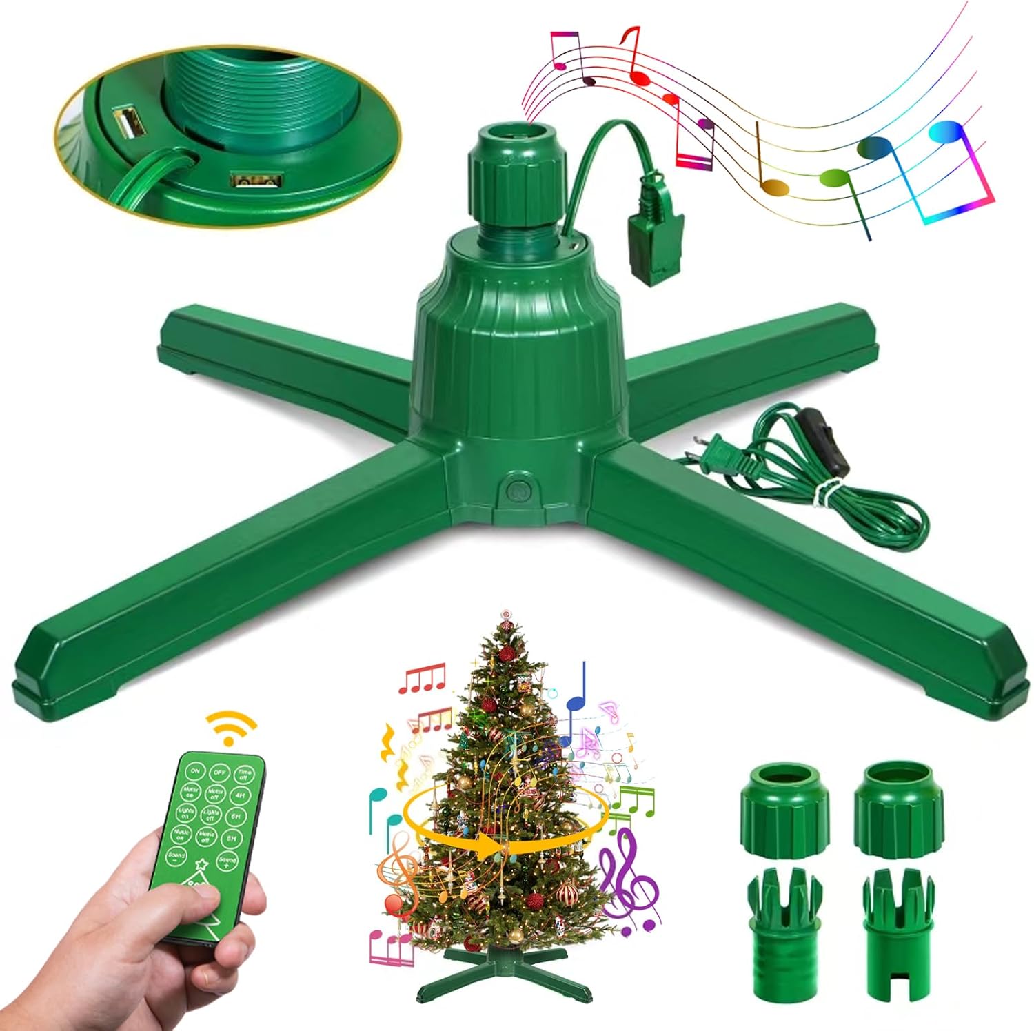 Amazon.com: QOCNAM Rotating Christmas Tree Stand, Up to 9.8 FT 132 LB ...