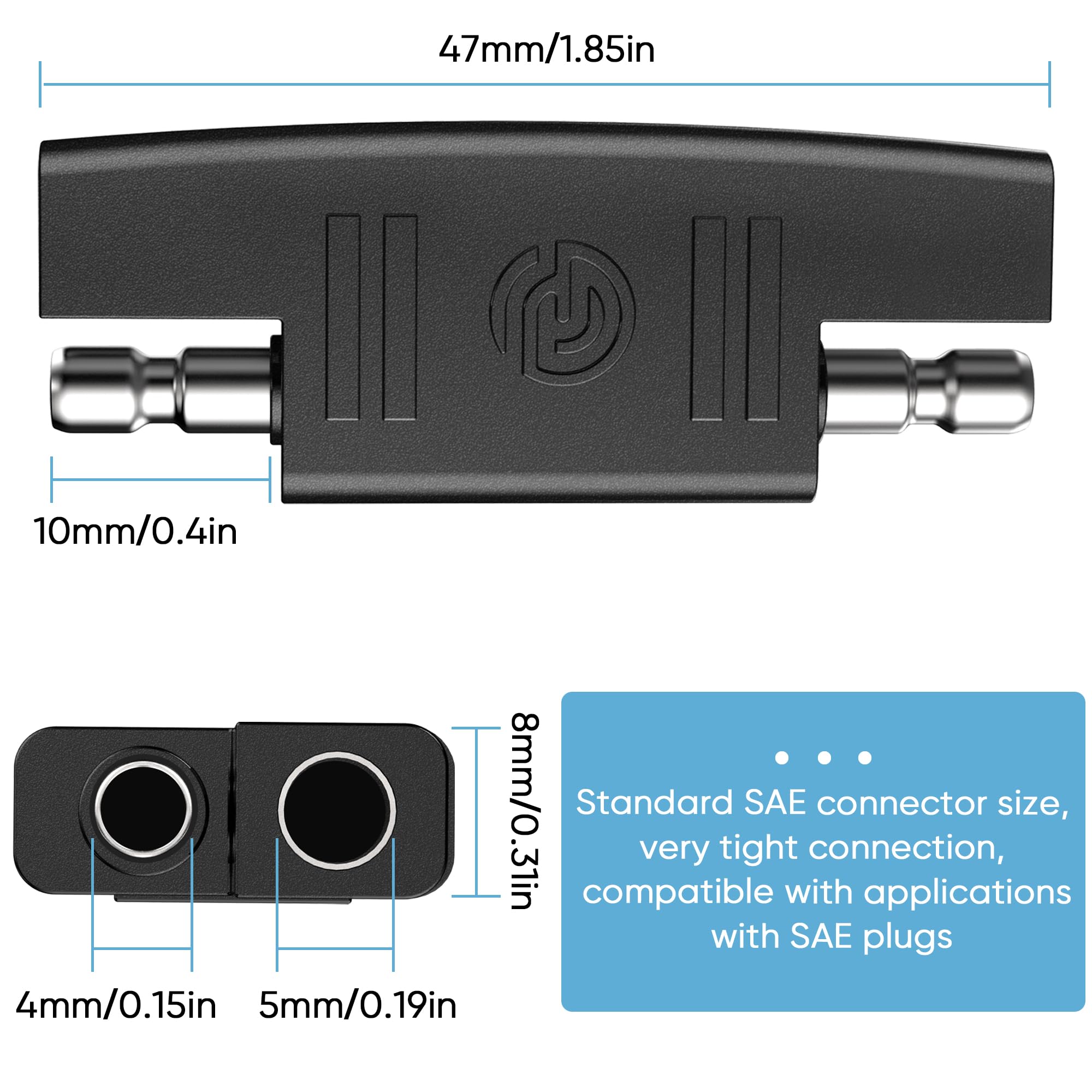 Solar Panel Connector SAE Male To Male Adapter - 12V/24V DC Polarity ...