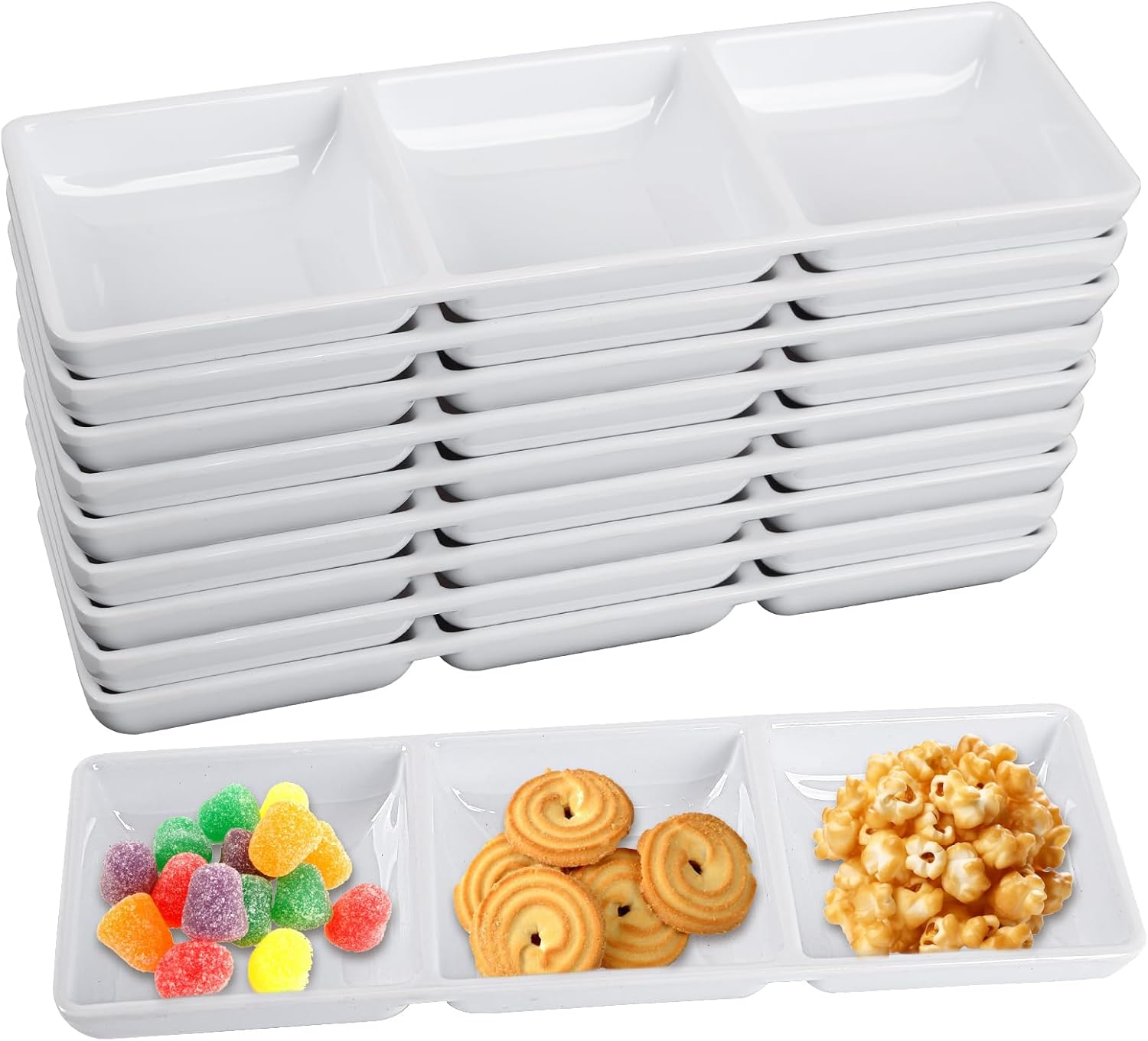 Amazon.com | BUWUSMU 20 Pcs 3 Compartment Appetizer Serving Tray ...