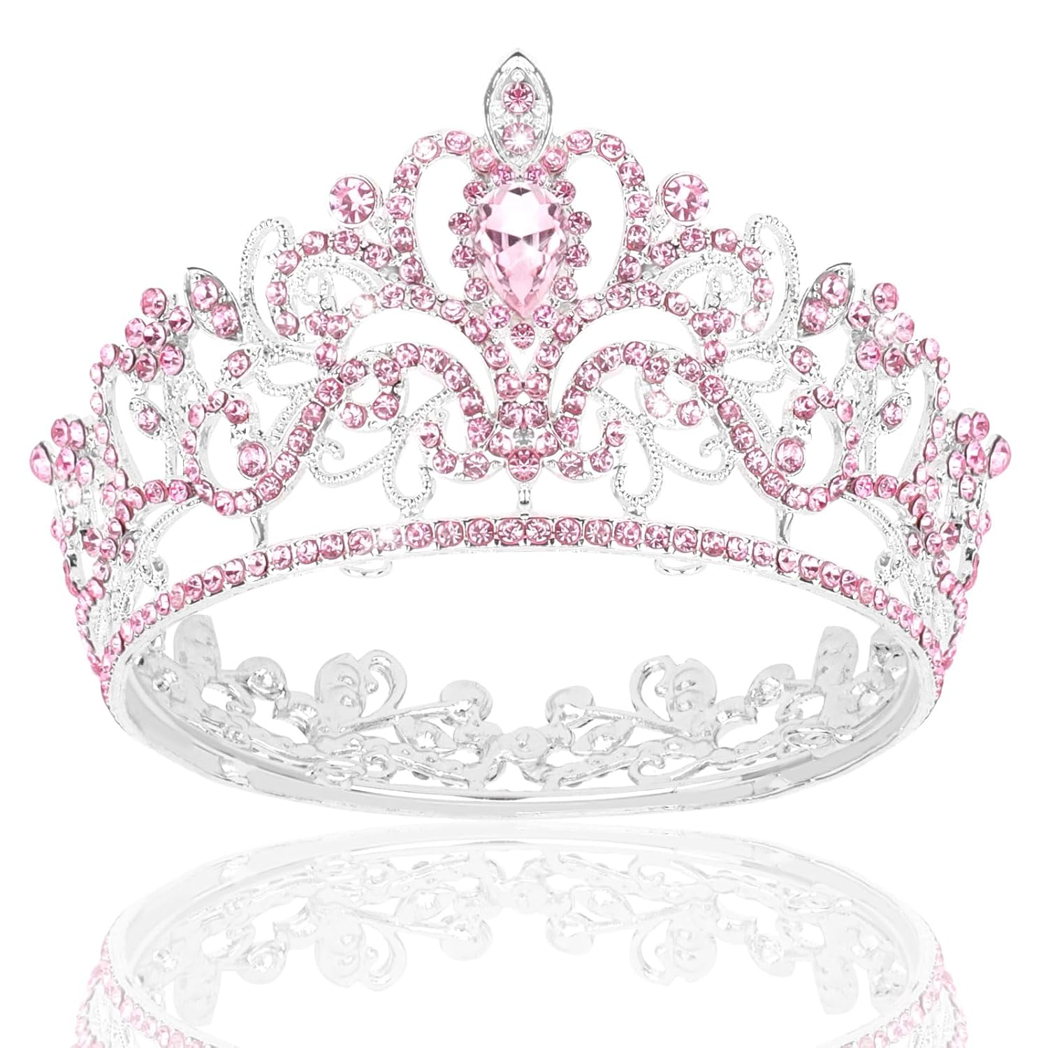 Amazon.com: YARIEW Small Pink Crystal Crown Flower Bouquets Accessories ...