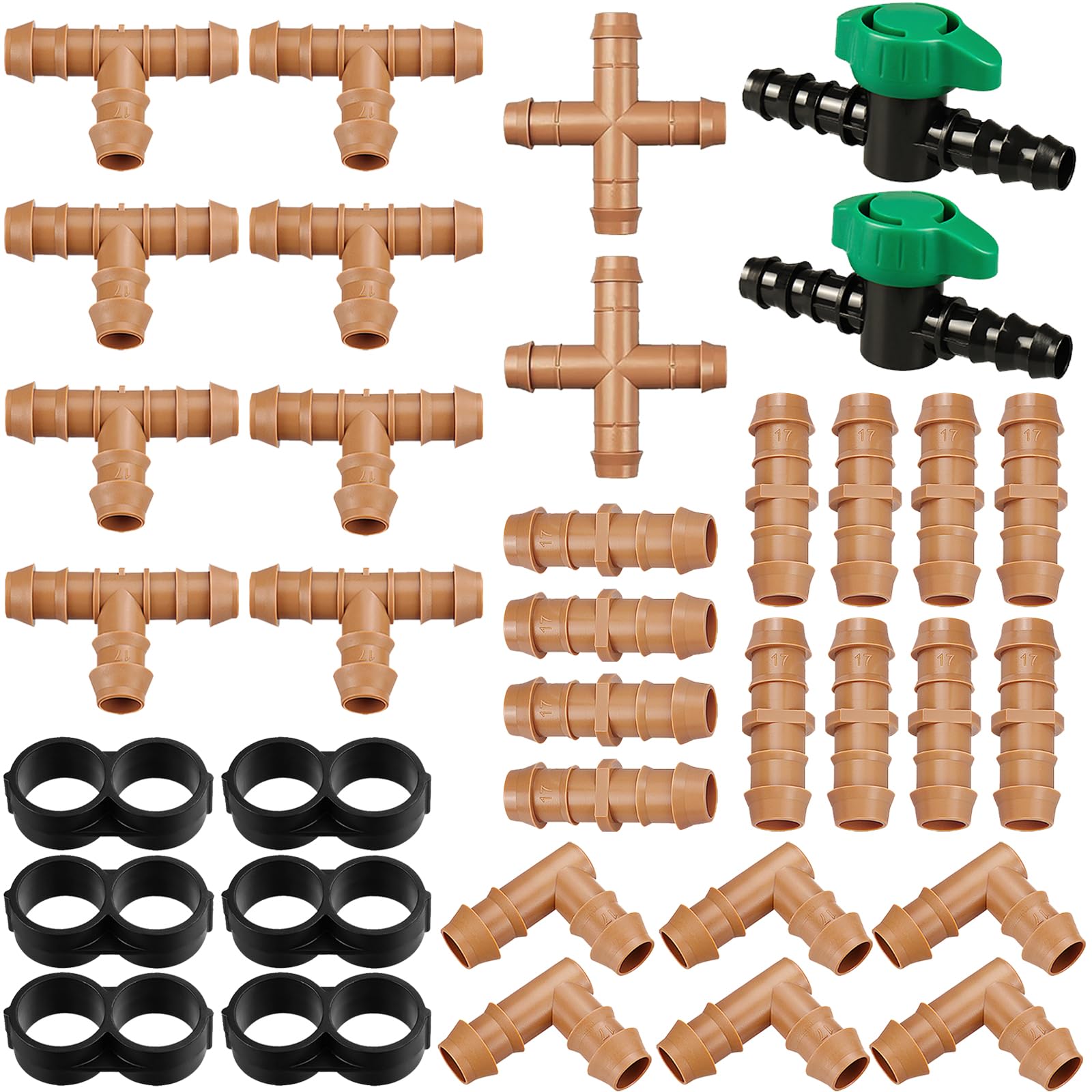 Snapklik.com : Drip Irrigation Fittings Kit For 1/2 Tubing, 36 Pieces 1 ...