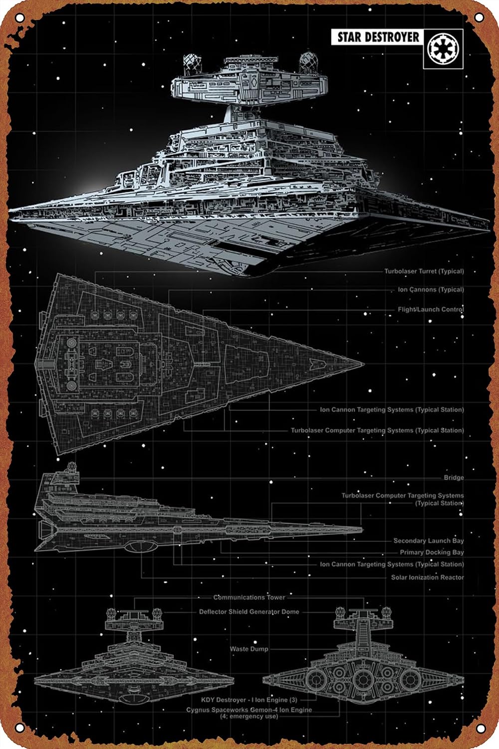 Amazon.com: Star Destroyer Movie Poster Metal Tin Sign Wall Decor Signs ...