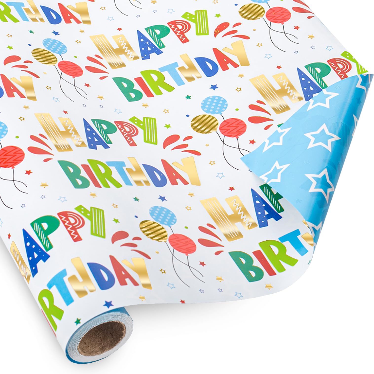 Amazon.com: Burymento Reversible Birthday Wrapping Paper Roll for Boys ...