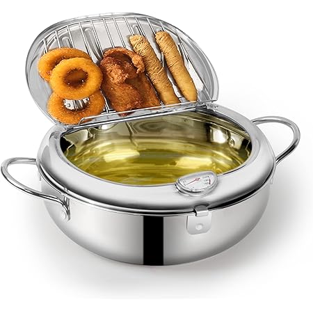 Amazon.com: Deep Fryer Pot 304 Stainless Steel Japanese Frying Pot 2.2L ...
