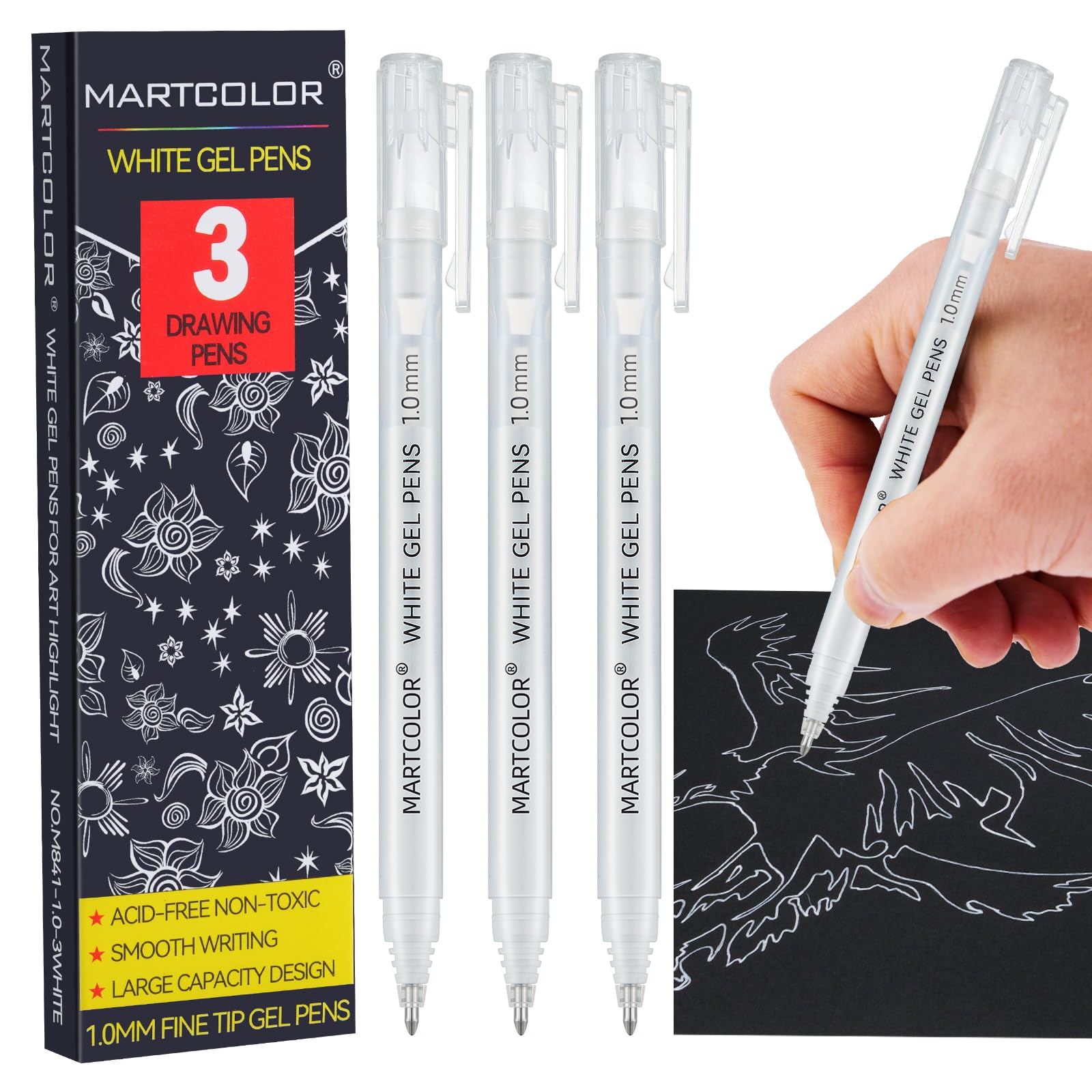 Snapklik.com : White Gel Pens, 1.0mm Fine Point Opaque Archival Ink Pen ...