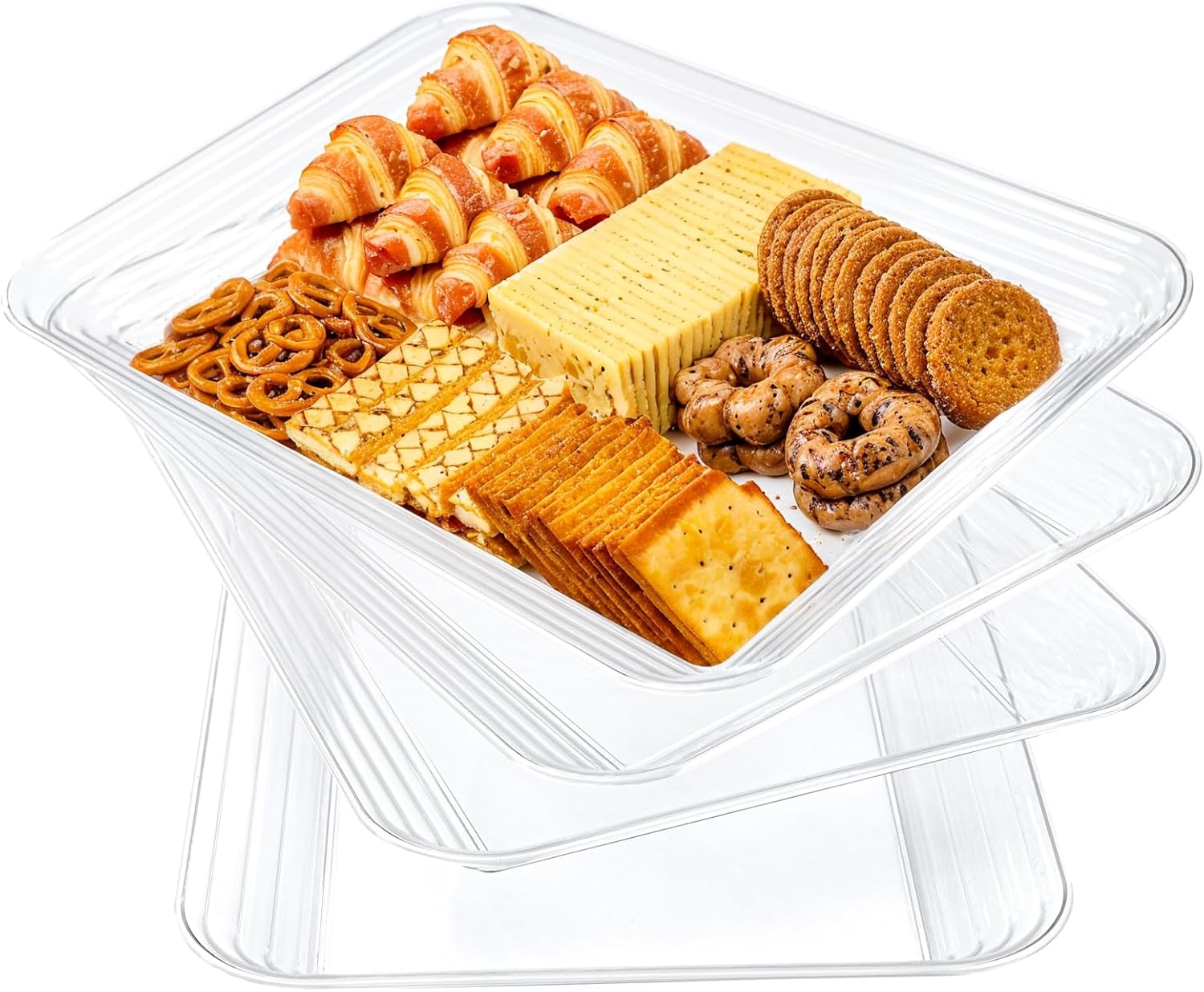 Amazon.com | SUT 4-Pack Clear Serving Trays for Entertaining, 16" x 11 ...