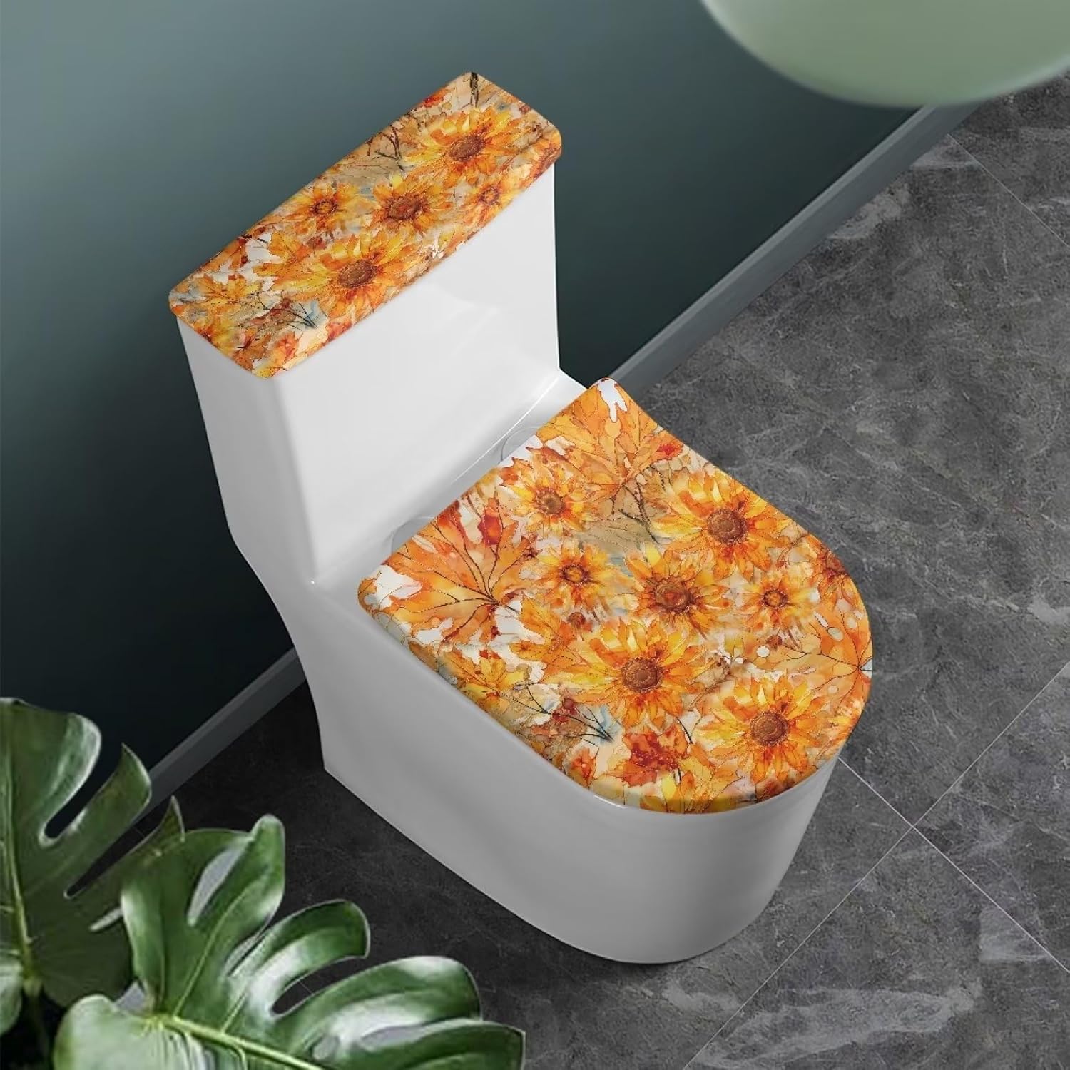 Amazon.com: TODIYADDU Pretty Sunflower Toilet Tank Covers Elongated ...