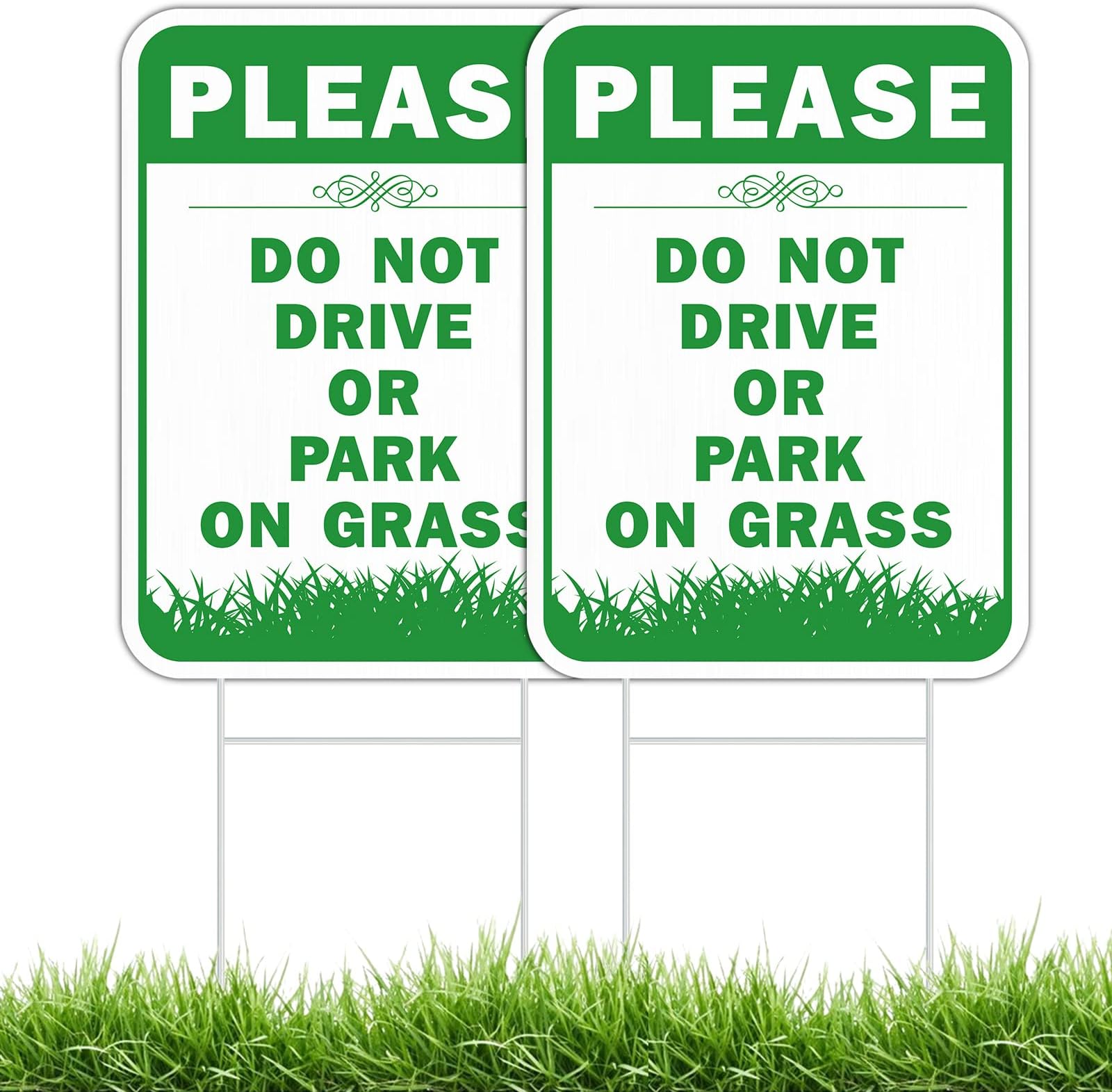 Amazon.com : Please Do Not Drive Or Park On Grass Yard Sign 2 Pack, 16 ...