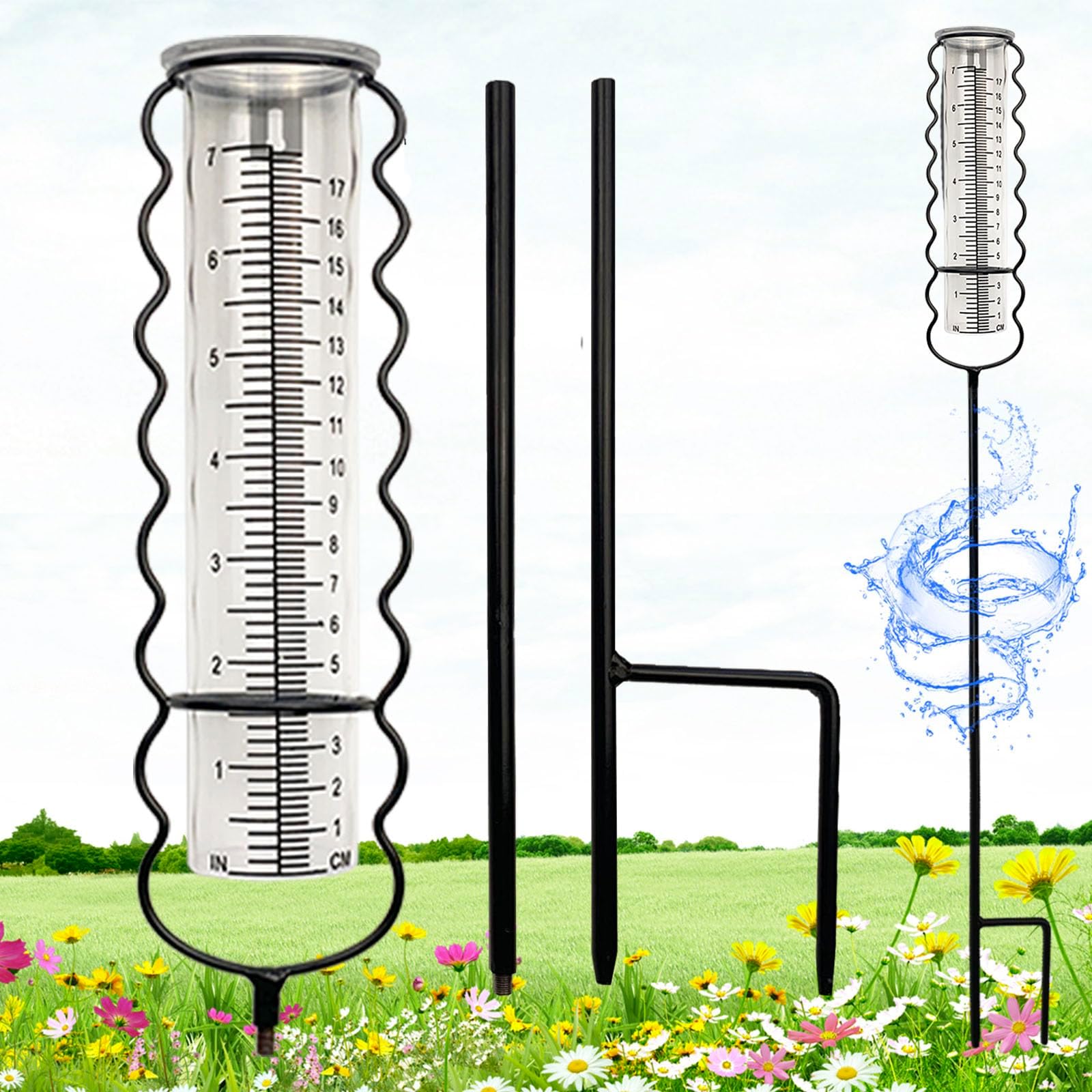 Amazon.com : NAUWER Outdoor Rain Gauge, 7 Inch Dual Scale Rain Gauge ...
