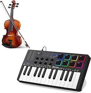 Amazon.com: Vangoa Violin & Midi Keyboard Starter Kit: Handcrafted 4/4 ...