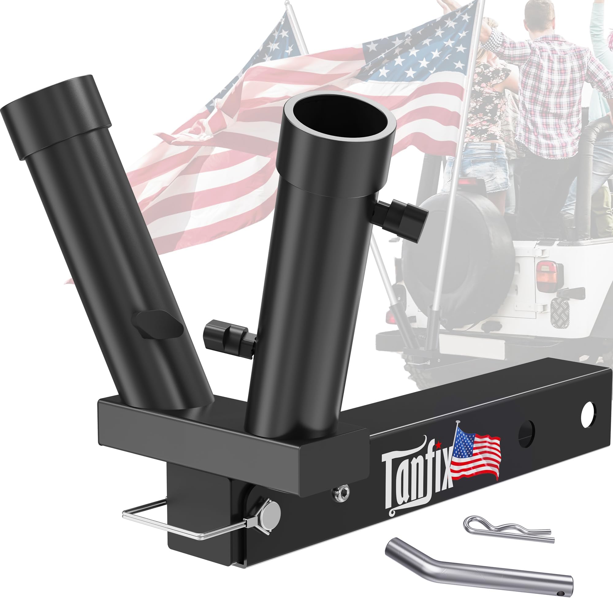 Amazon.com: Tanfix Foldable Double Hitch Mount Flagpole Holder | All ...