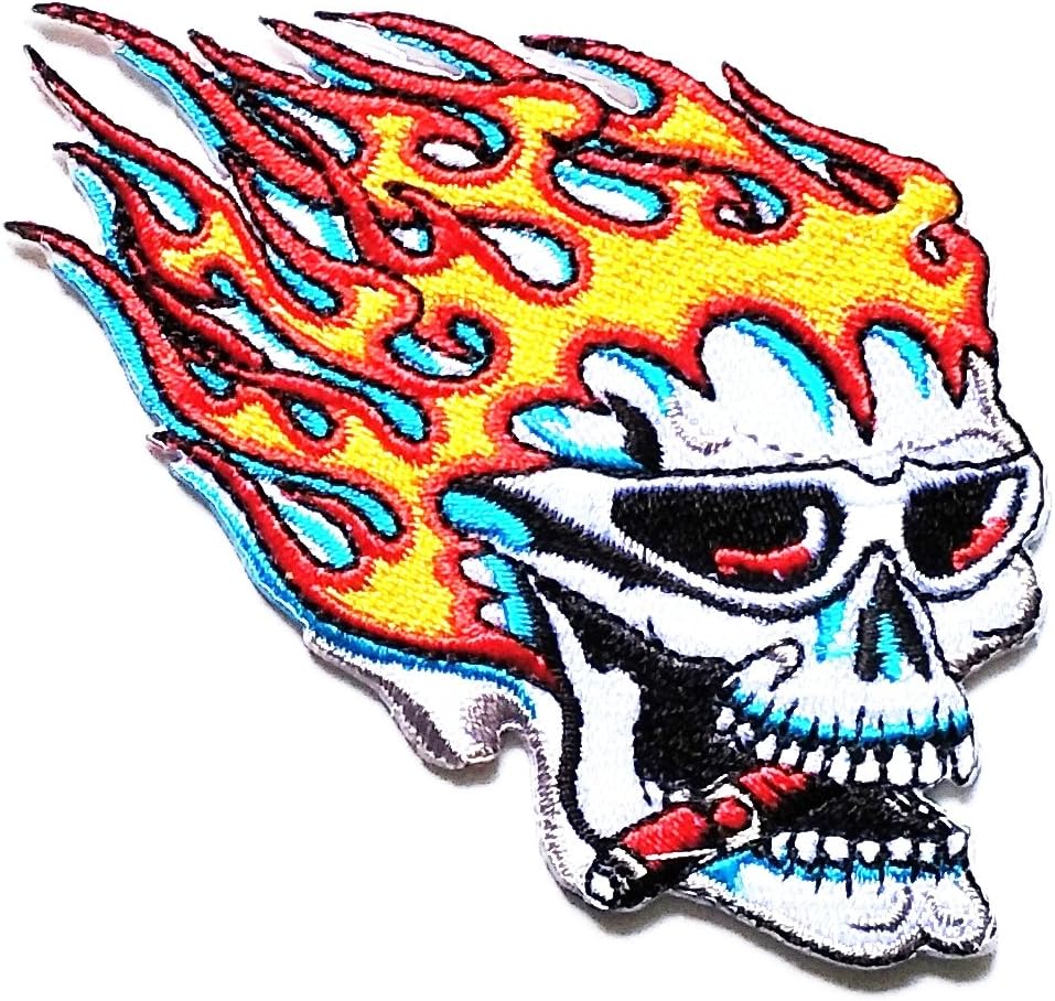 Amazon.com: Nipitshop Flaming Skull & Ghost Patch Set for Motorcycle ...