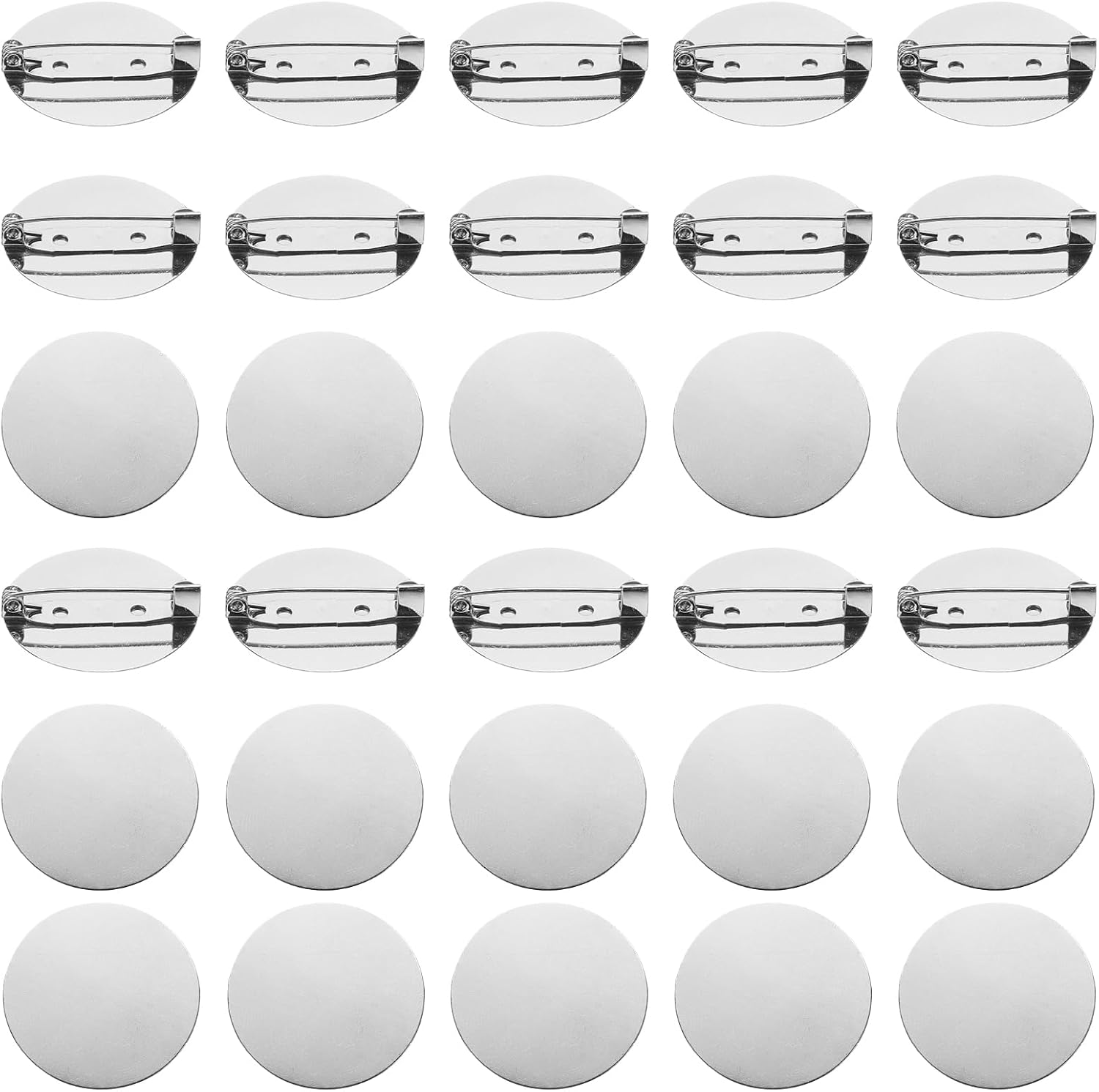 Amazon.com: uxcell 50 Pcs Silver Brooch Blank Round Trays with Pin ...