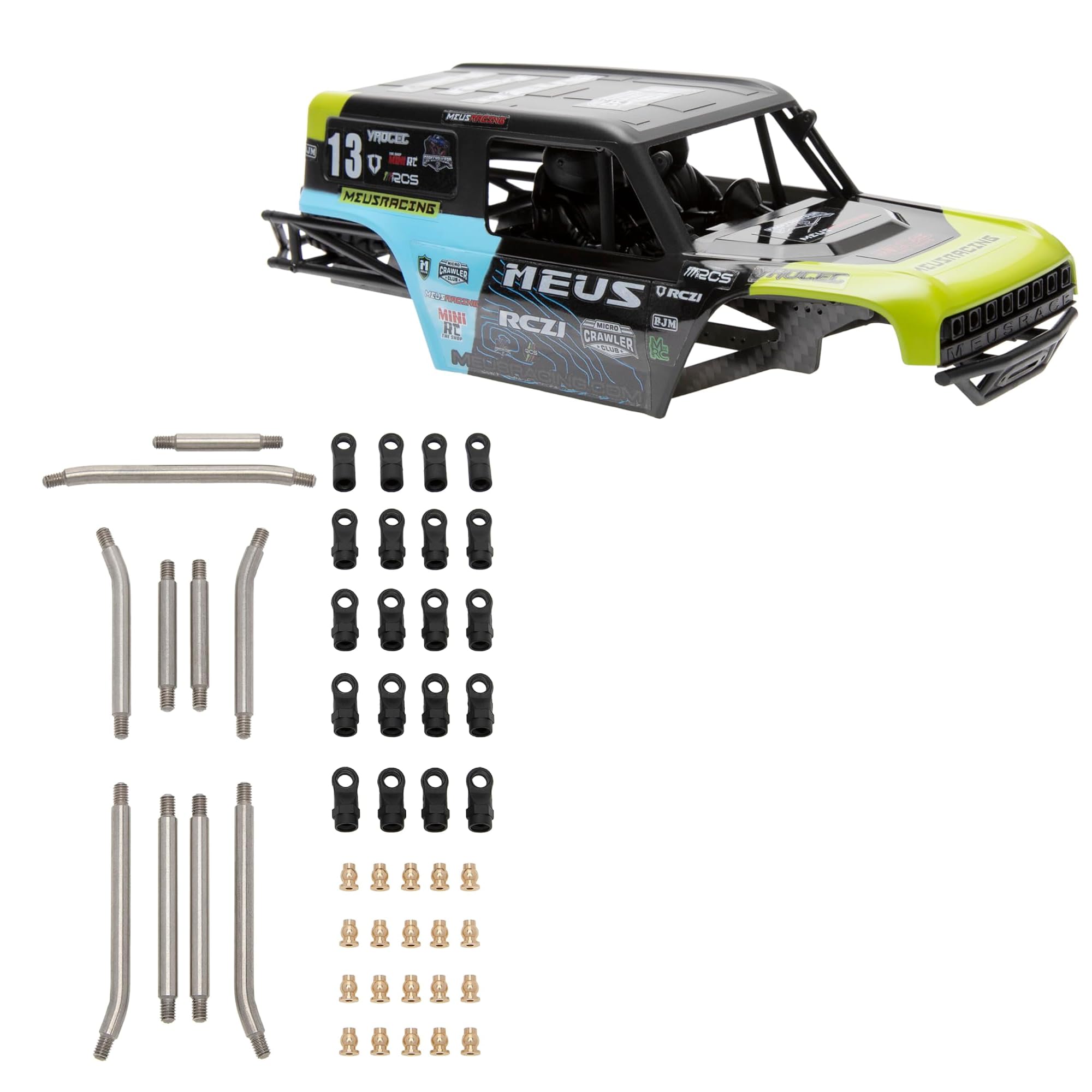 Amazon.com: MEUS RACING SCX24 Body Shell Green + 132mm High Clearance ...