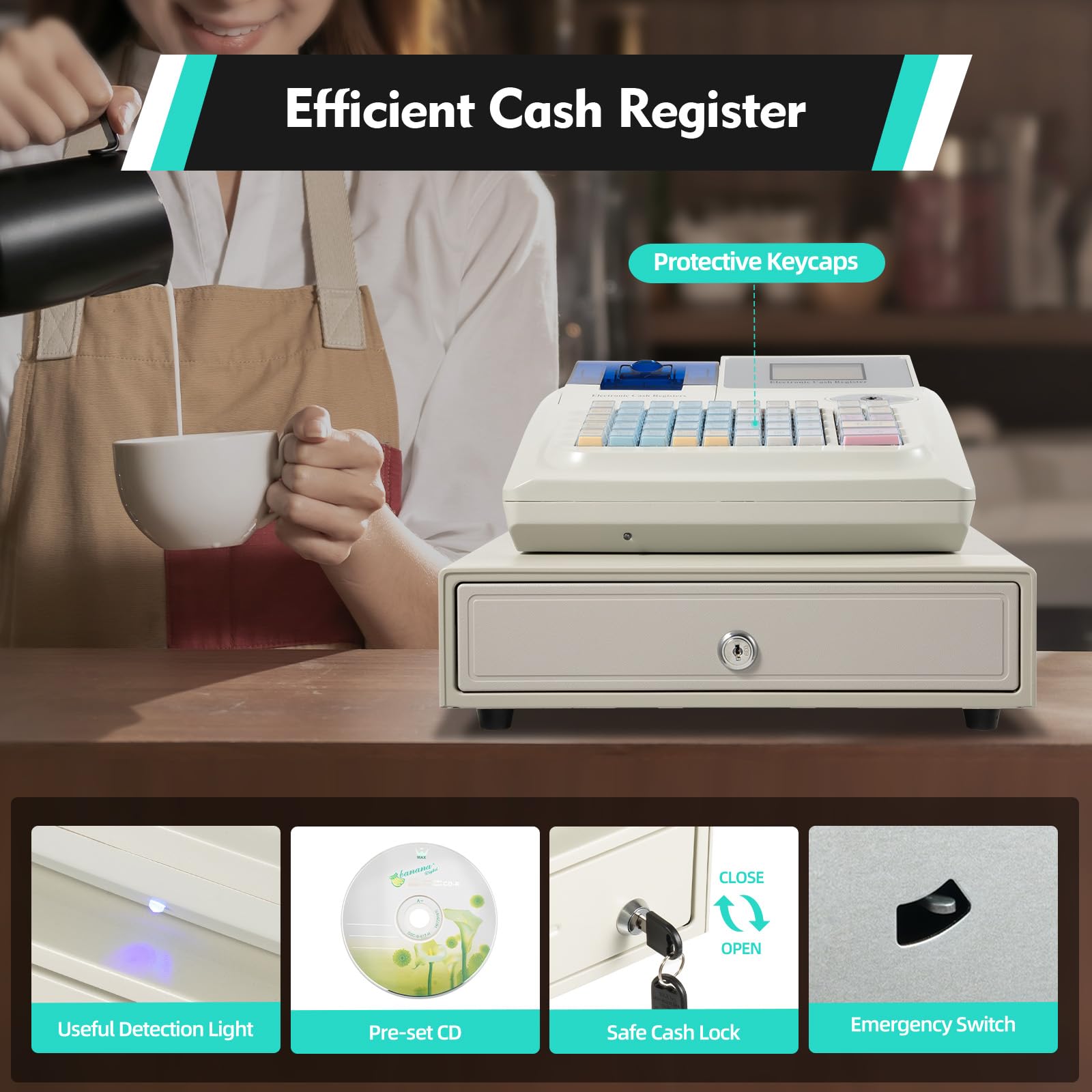 Snapklik.com : Eleeferri Electronic Cash Register 48 Keys Digital Cash ...