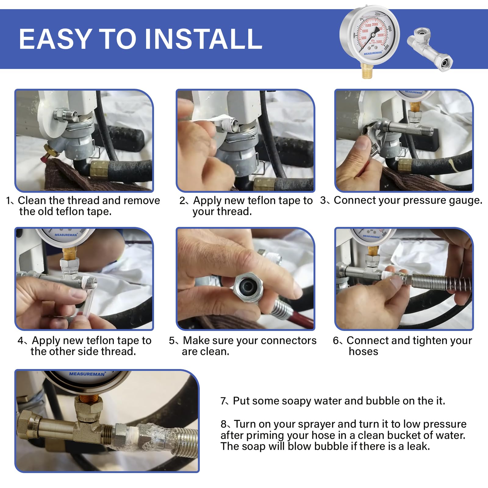 Snapklik.com : MEASUREMAN Spraying Pressure Gauge Assembly High ...