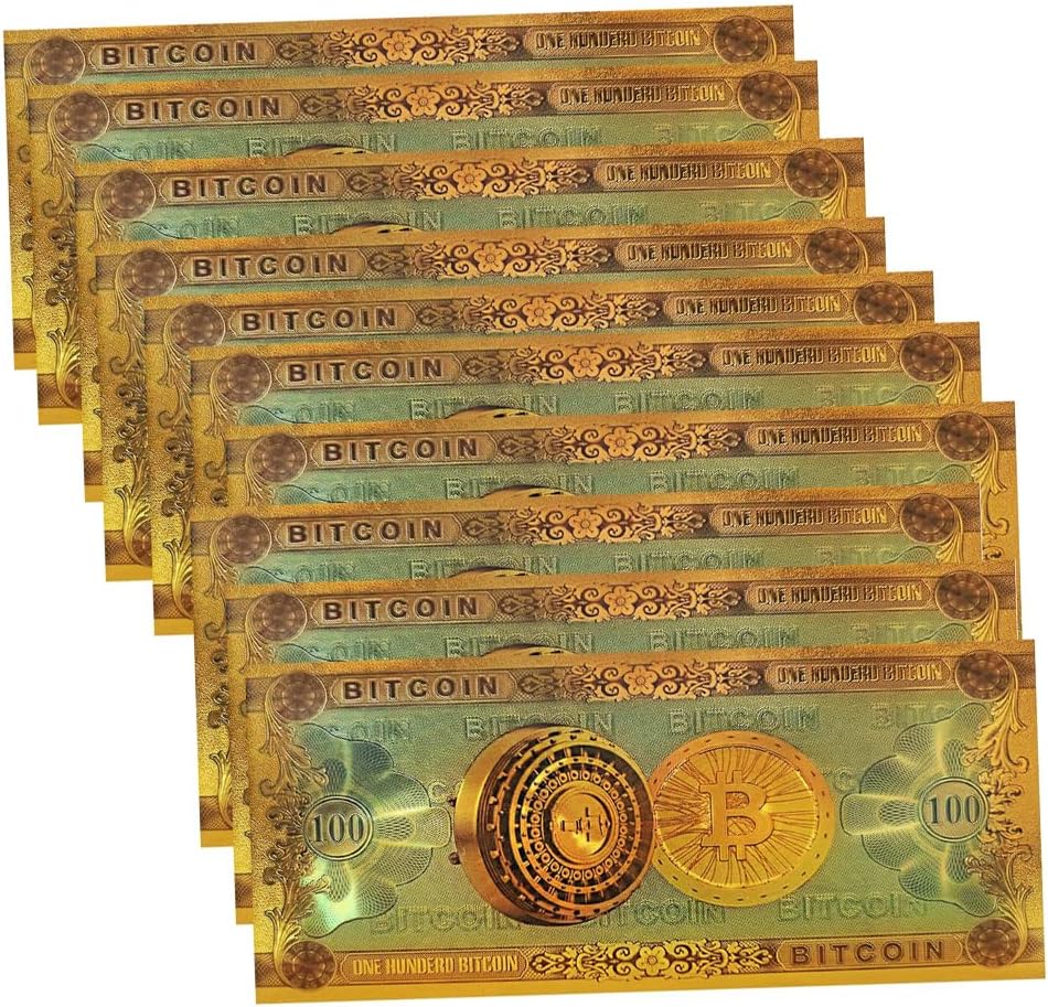 Amazon.com: 10pc Gold Plated Bitcoin Bills, Color Gold Color Foil 100 ...