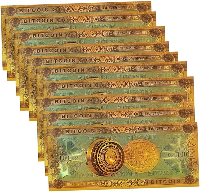 Amazon.com: 10pc Gold Plated Bitcoin Bills, Color Gold Color Foil 100 ...