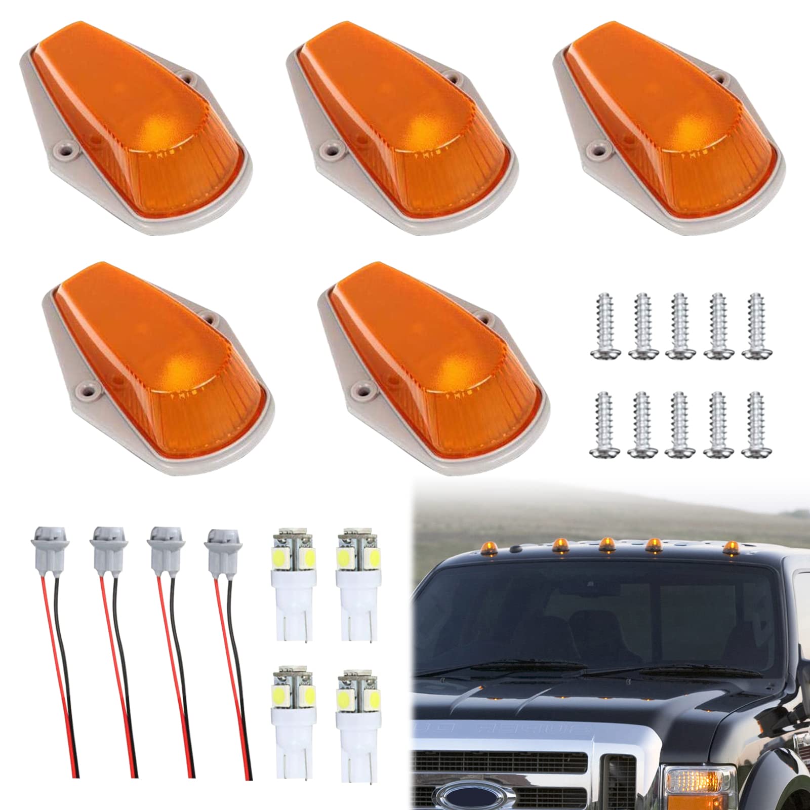 Snapklik.com : 5PCS Cab Lights,Truck Cab Marker Roof Lights,LED Top ...