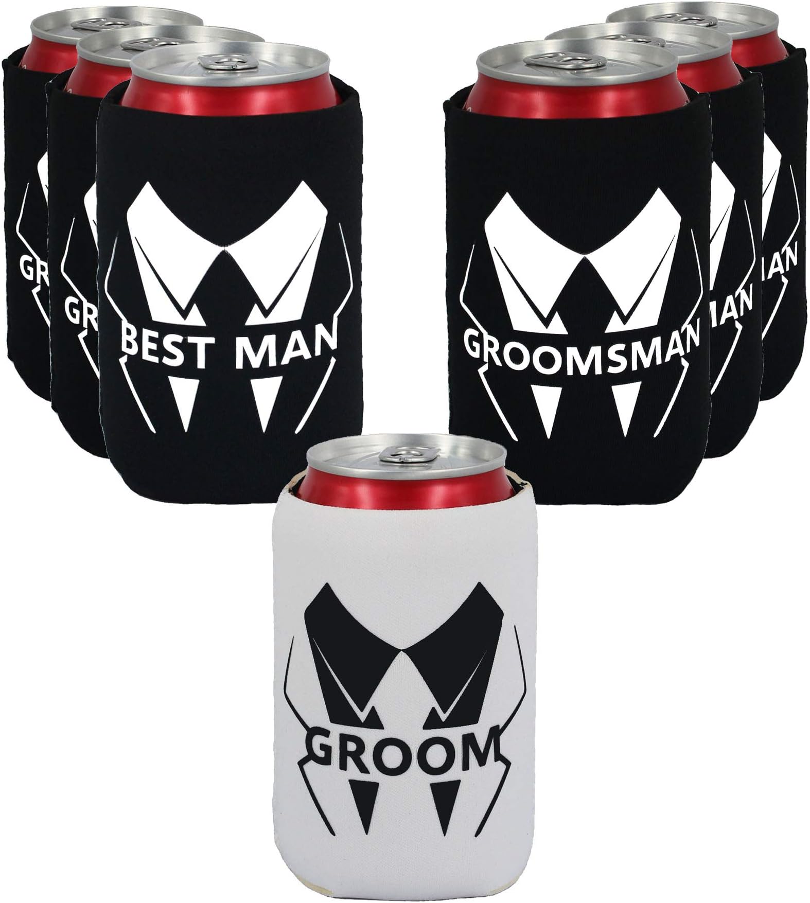 Amazon.com: LADY & HOME Set of 7 Groom and Groomsmen Can Coolers ...