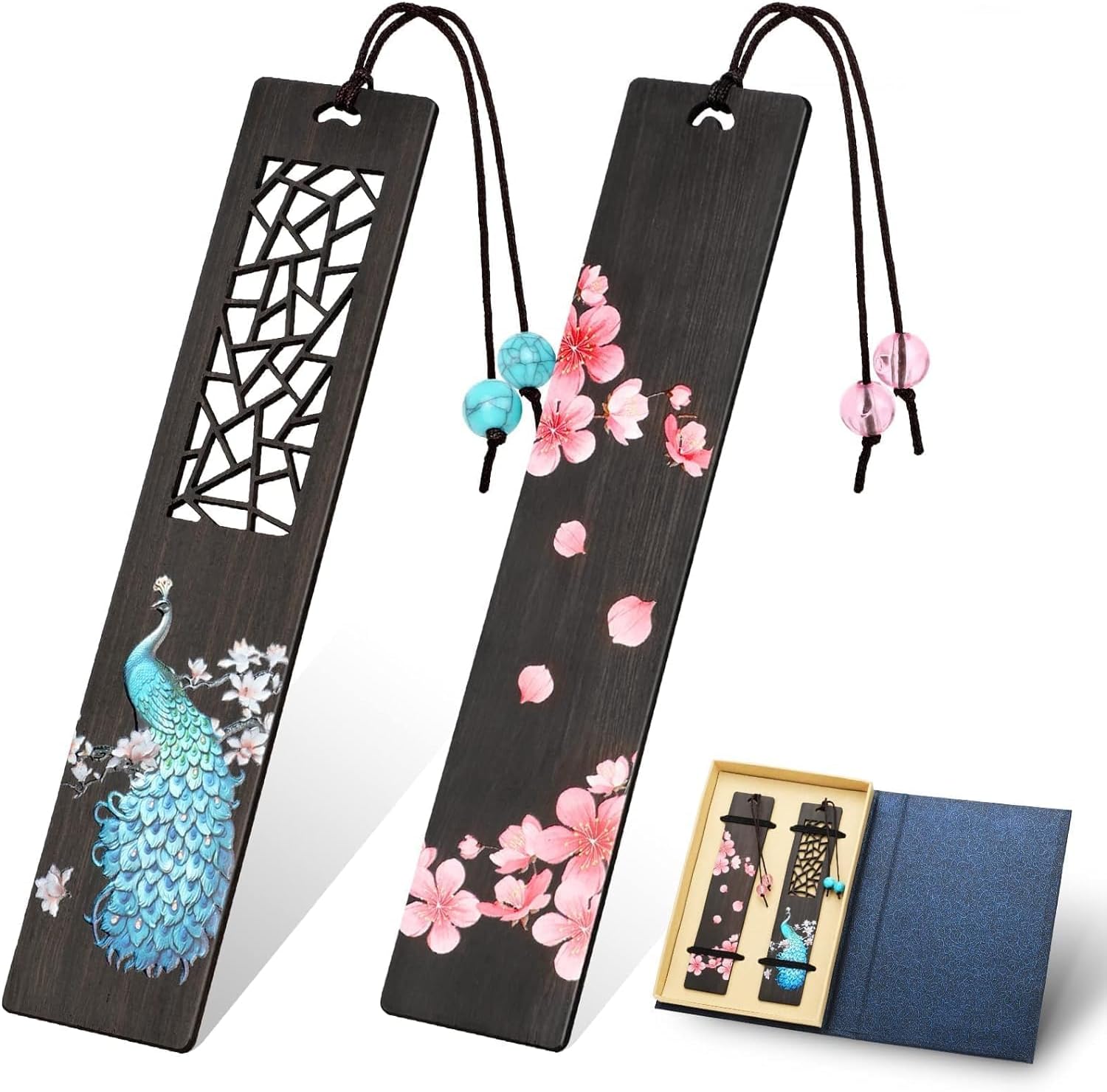 Linkstyle Wooden Bookmarks for Book Lovers, Handmade Carving Wood ...