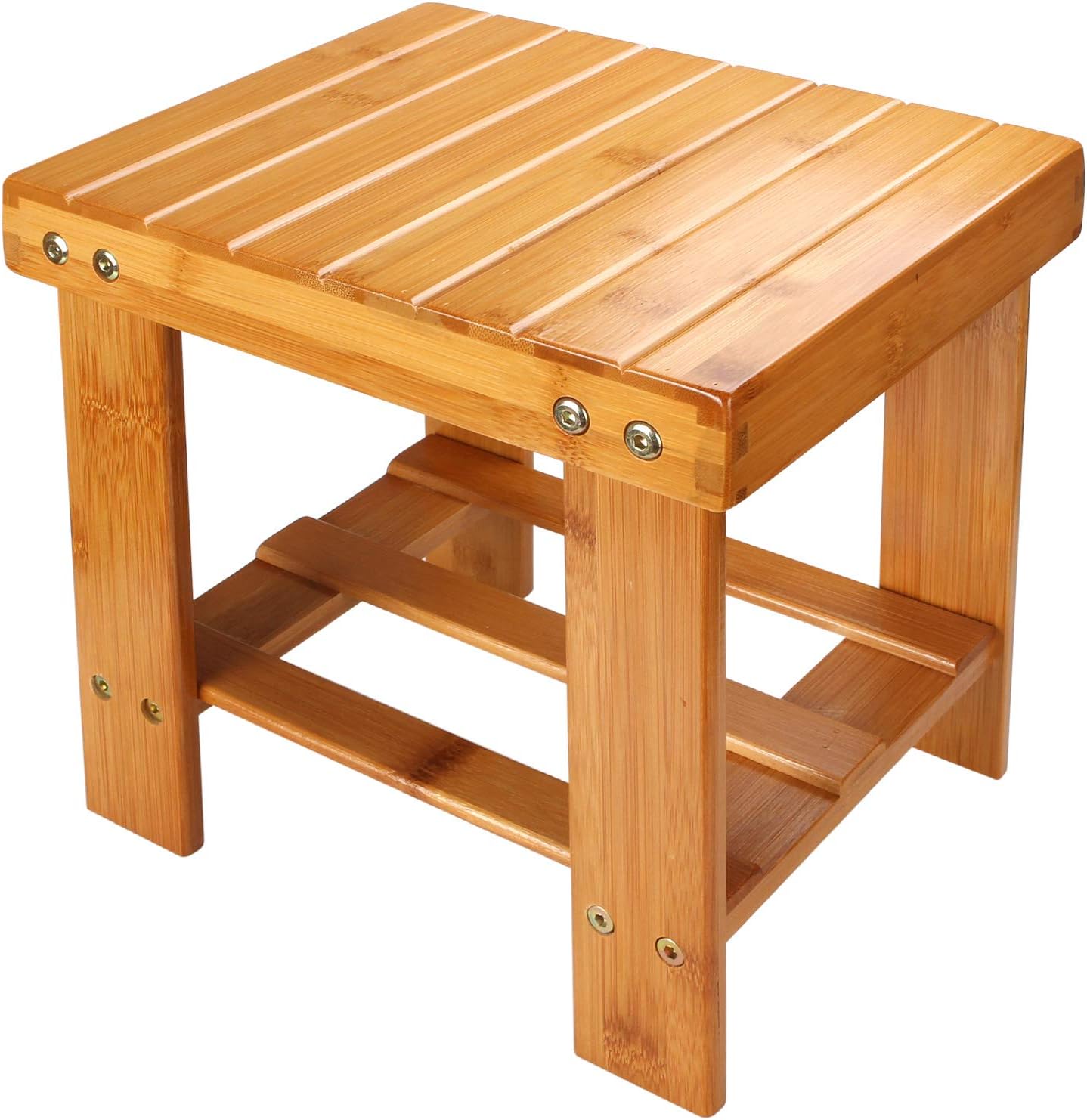 Amazon.com: ZEONHAK 2 Pack Bamboo Step Stool, Bamboo Shower Bench ...