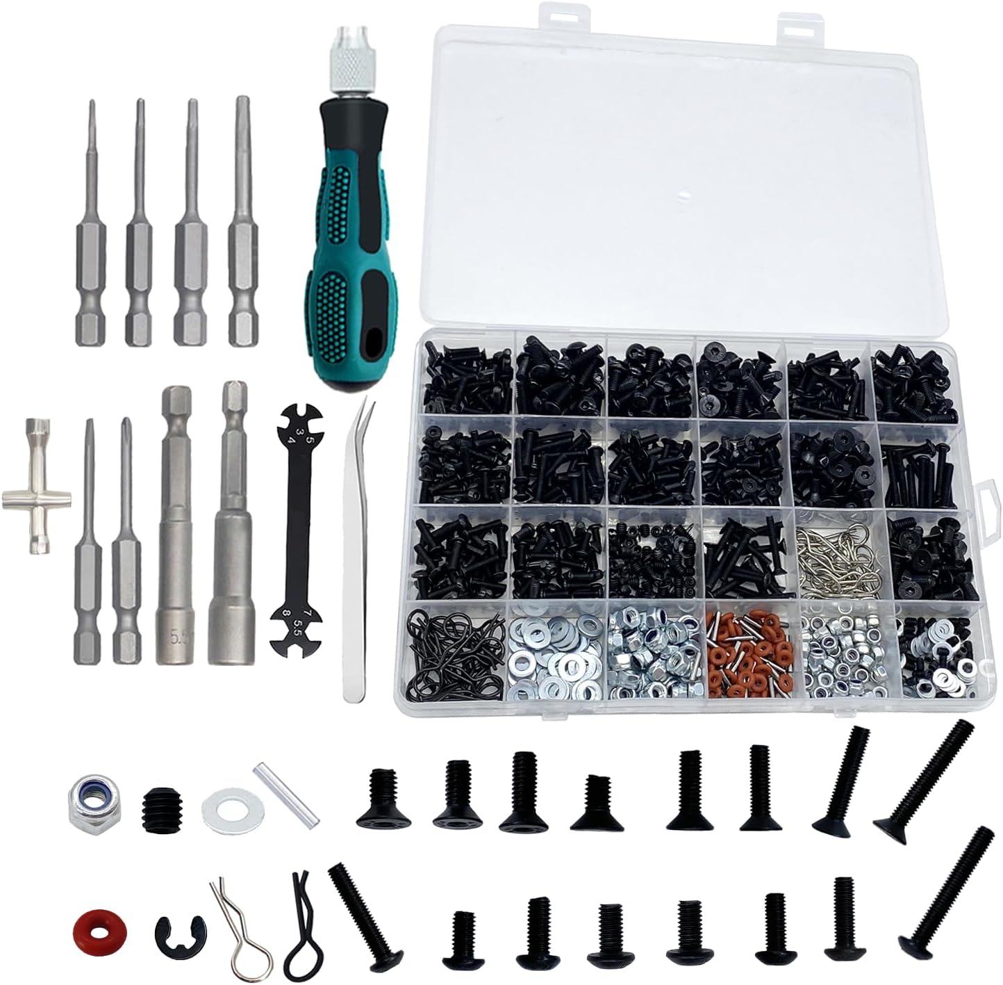 Amazon.com: 1000pcs RC Screw Kit and RC Screwdrivers, RC Tool Kit for ...