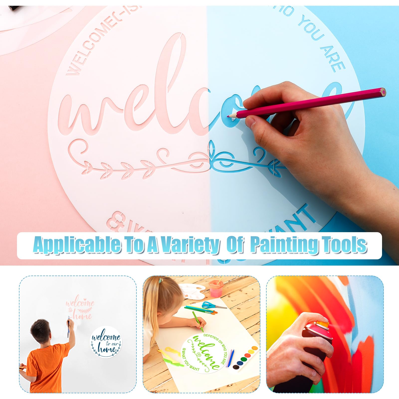 Snapklik.com : Kigley 16 Pcs Welcome Stencils For Painting On Wood 12 ...
