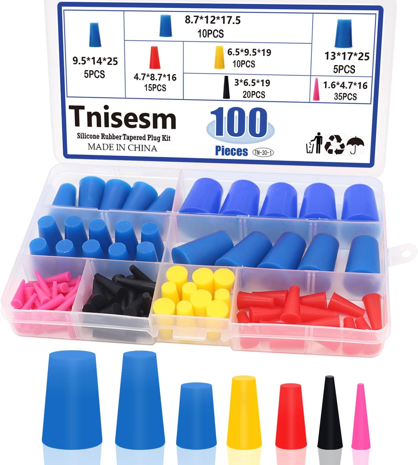 Amazon.com: 20pc Extra Large High Temp Silicone Rubber Plug Kit Powder ...