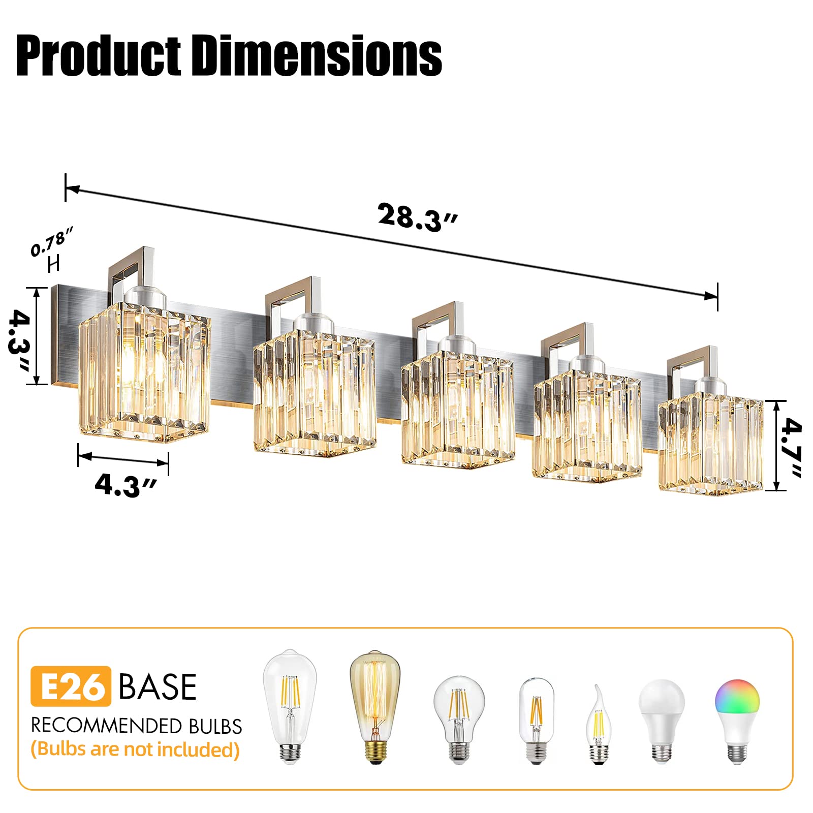 Modern Crystal Bathroom Vanity Light - 5 Lights Bathroom Vanity Light ...