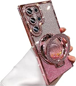 Amazon.com: AuroiCCY for Samsung Galaxy S24 Ultra Phone Case with Magnetic Kickstand,Cute Bling ...