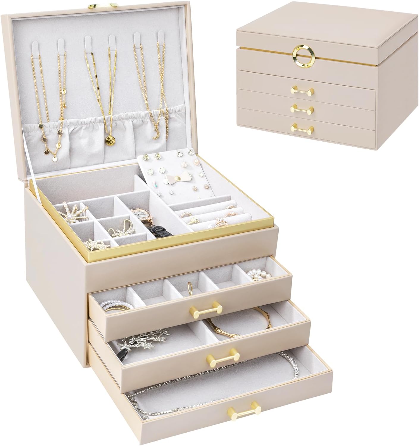Amazon.com: V-LAFUYLIFE Jewelry Box Organizer for Women Girls, 4-Layer ...